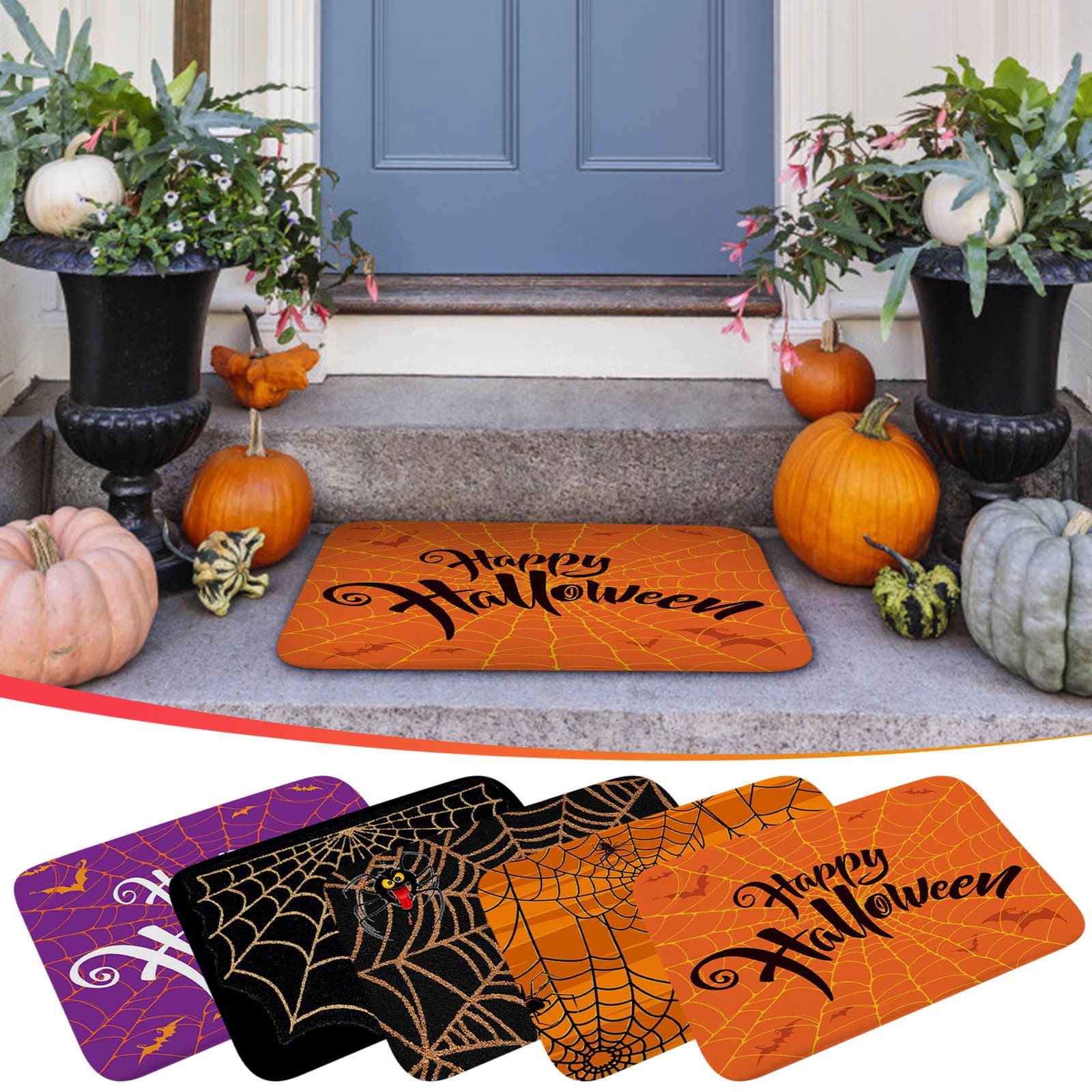 Halloween Decorations Spider Web Doormat 19.7 x 31.5 Inches Non Slip ...