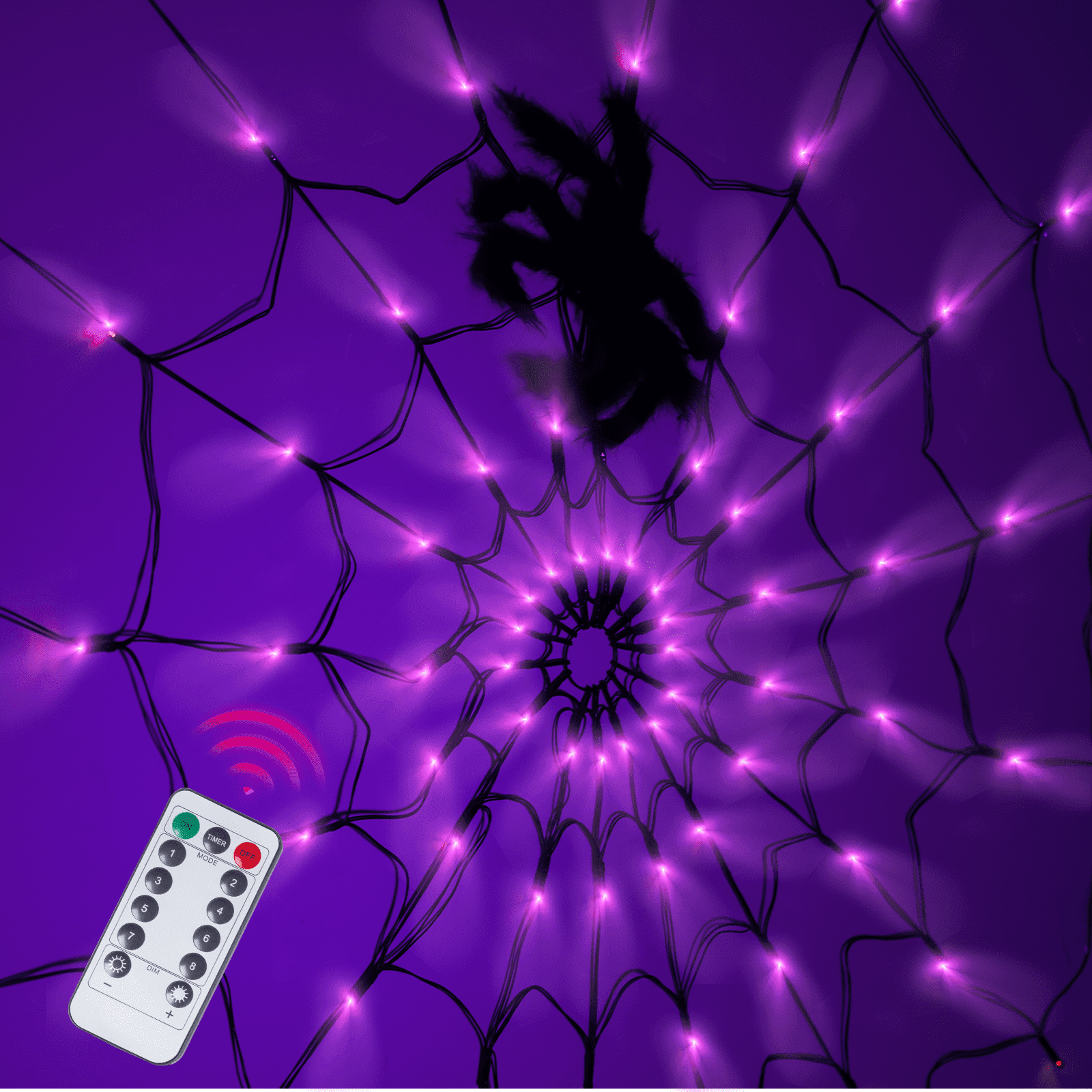 Halloween Decorations Spider Web Lights,4FT Diameter 70 LED with Black ...