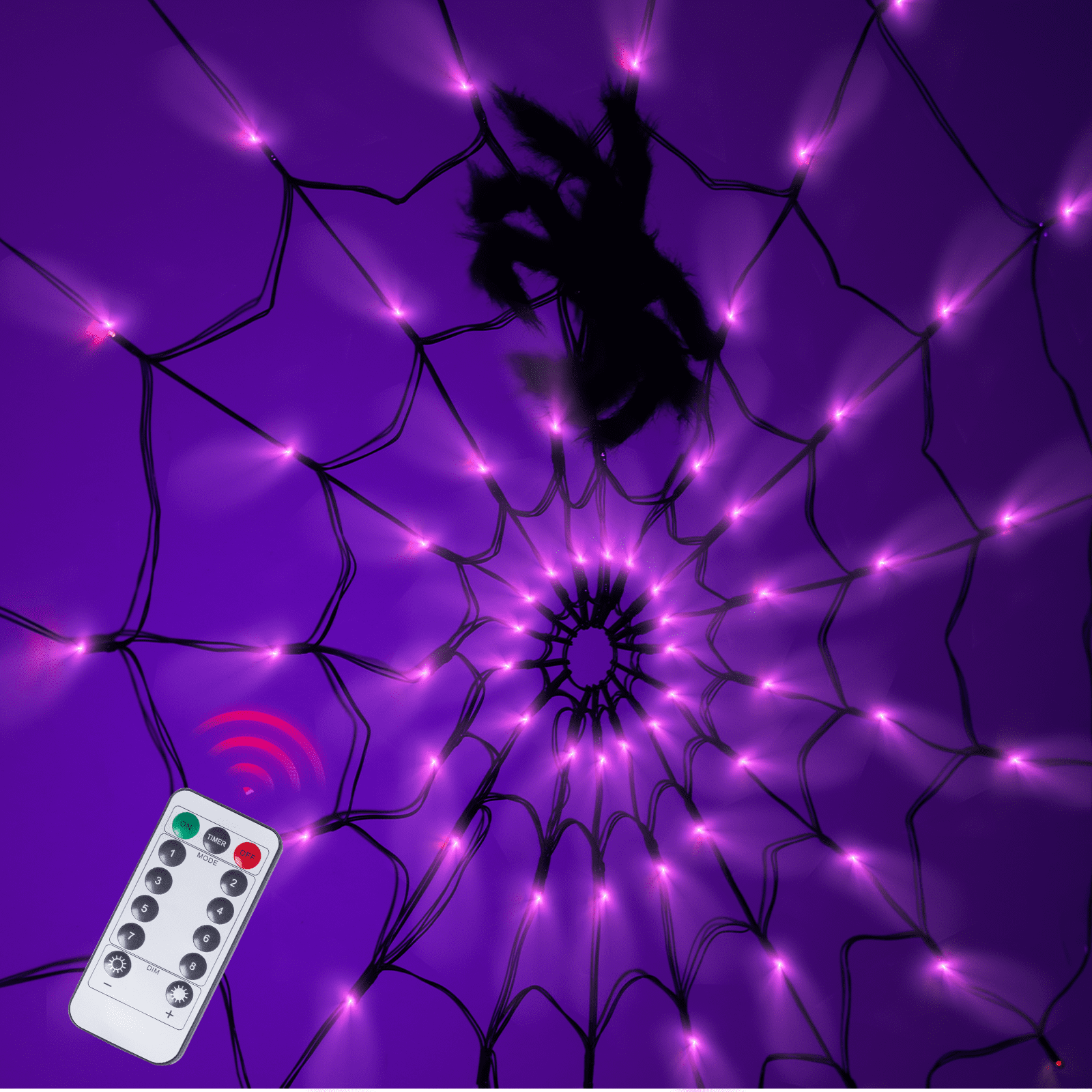 Halloween Decorations Spider Web Lights,4FT Diameter 70 LED with Black ...