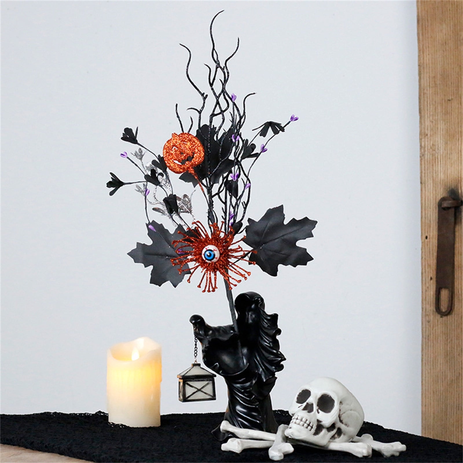 Halloween Decorations Spooky Eyeball Pumpkin Floral Pick - 12" Gothic ...