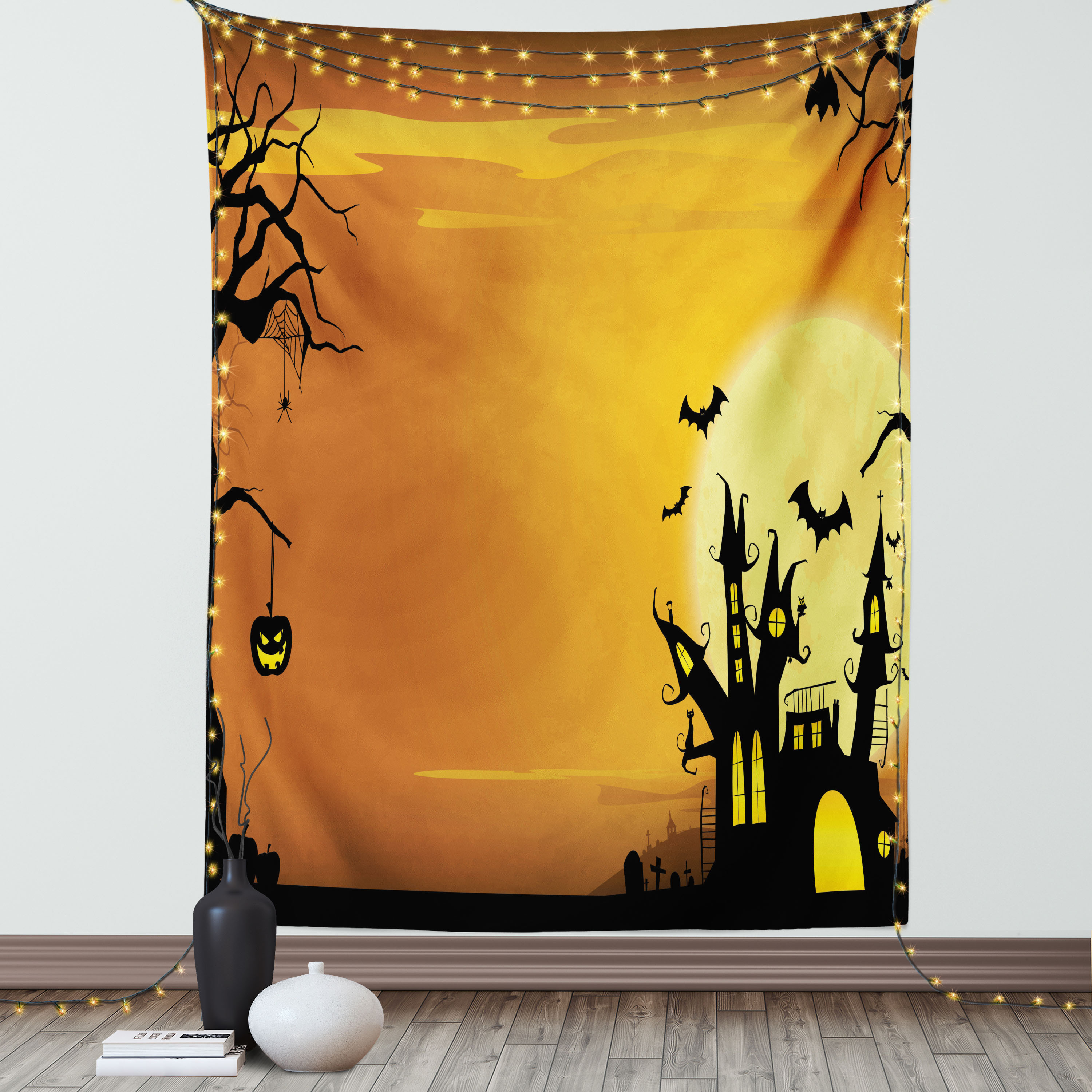 Halloween Decorations Tapestry, Gothic Haunted House Bats Western ...