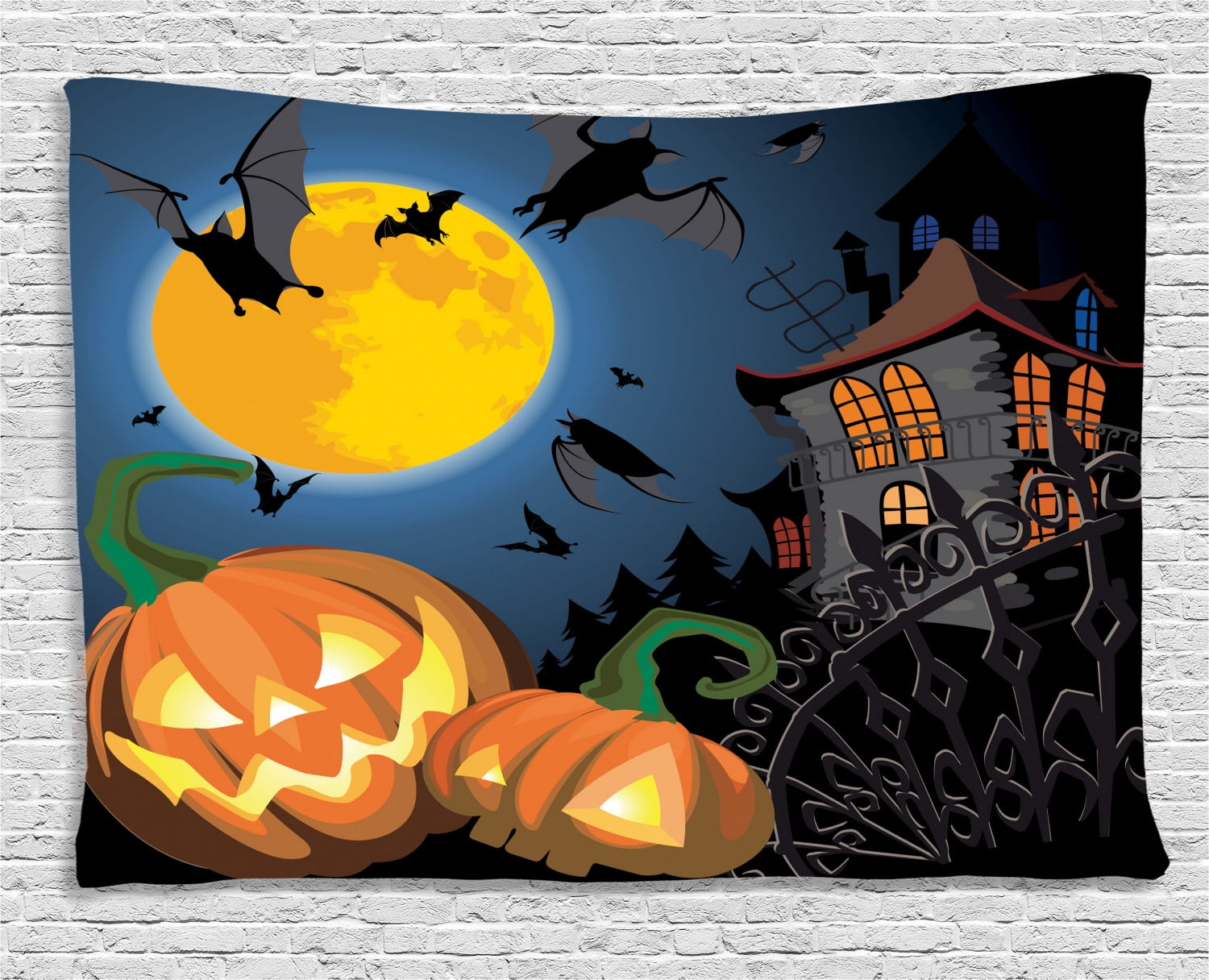 Halloween Decorations Tapestry, Gothic Halloween Haunted House Party ...