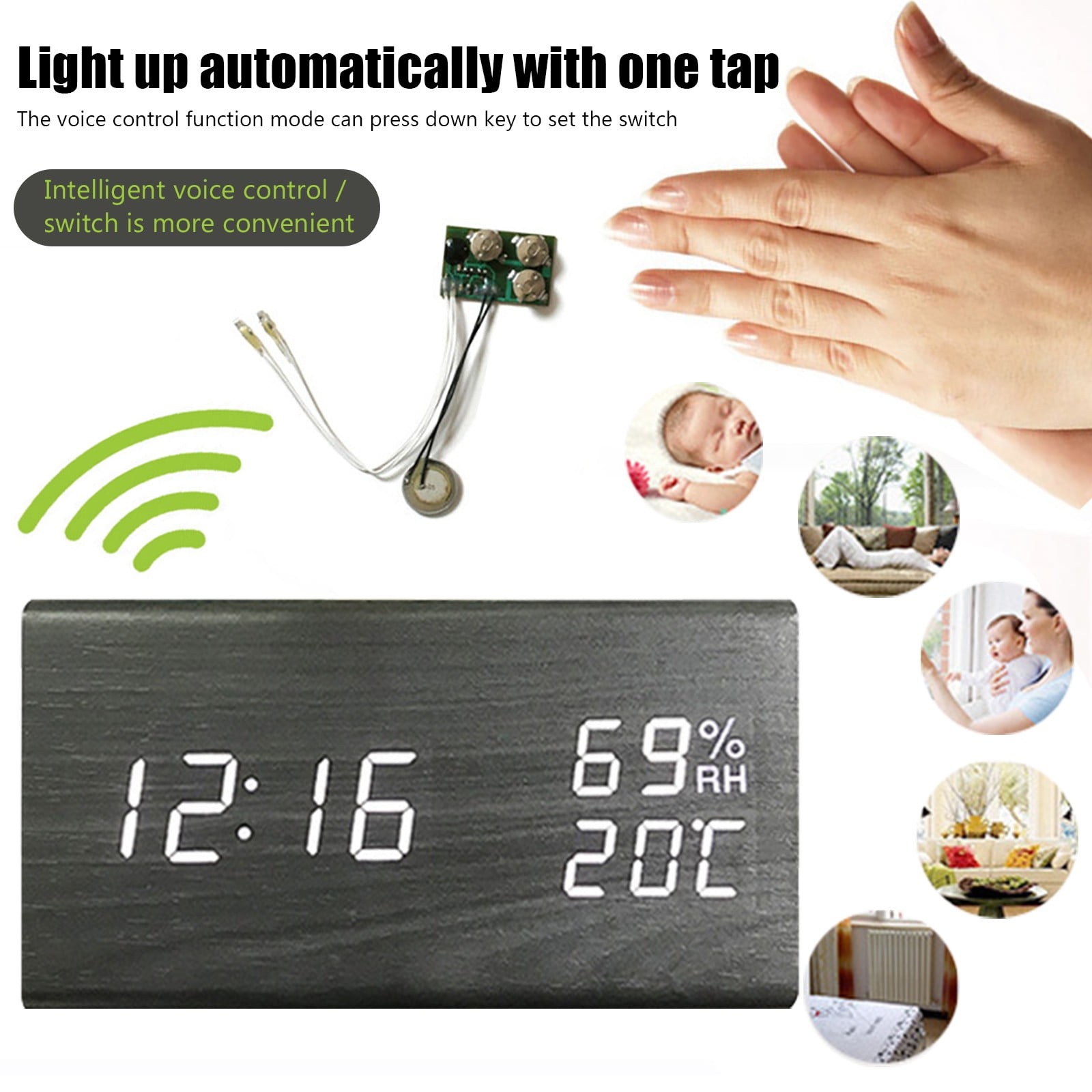 Halloween Decorations Temperature And Humidity Sound Control Led ...