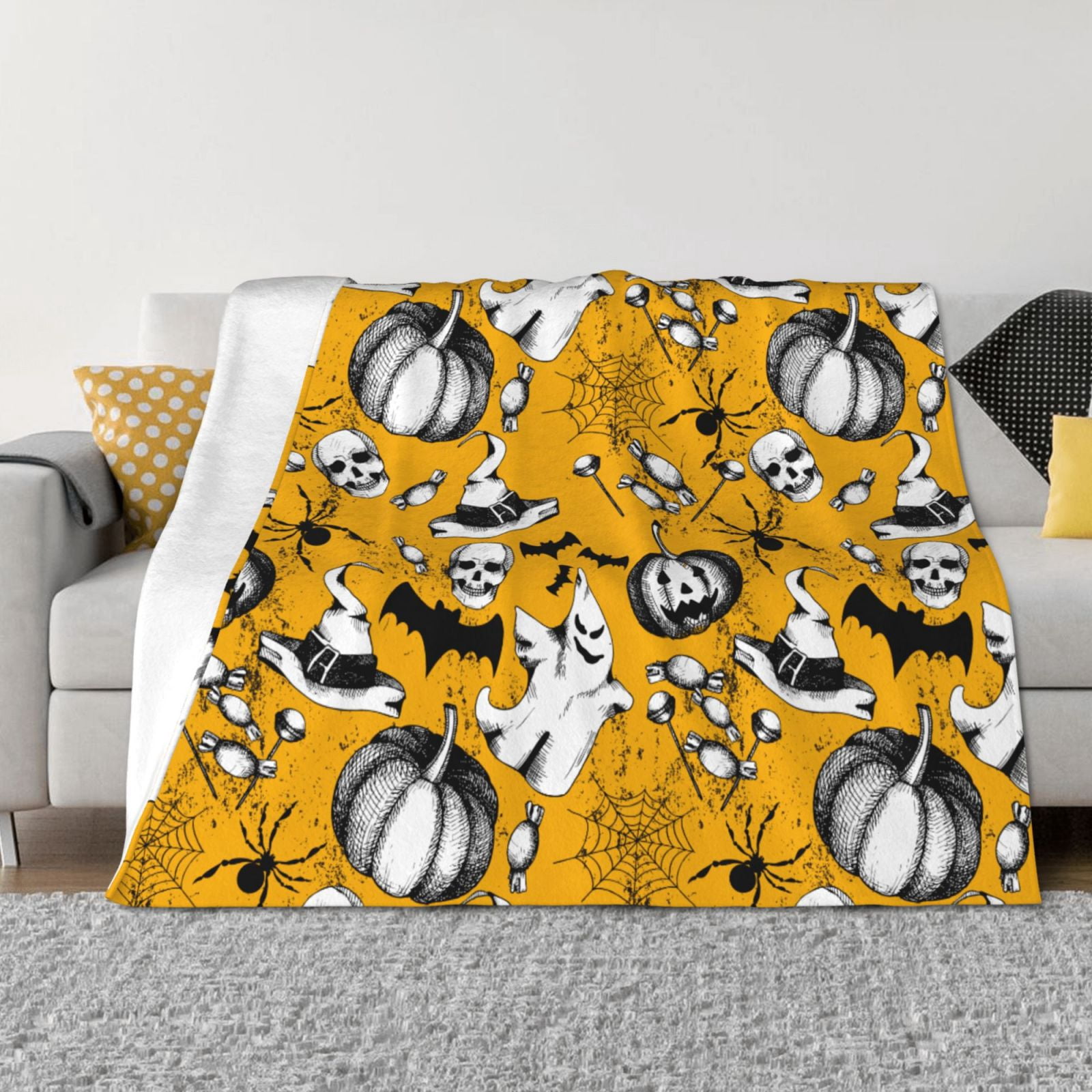 Throw Blanket for Couch Sofa and Bed, pumpkins halloween hat Soft Plush ...