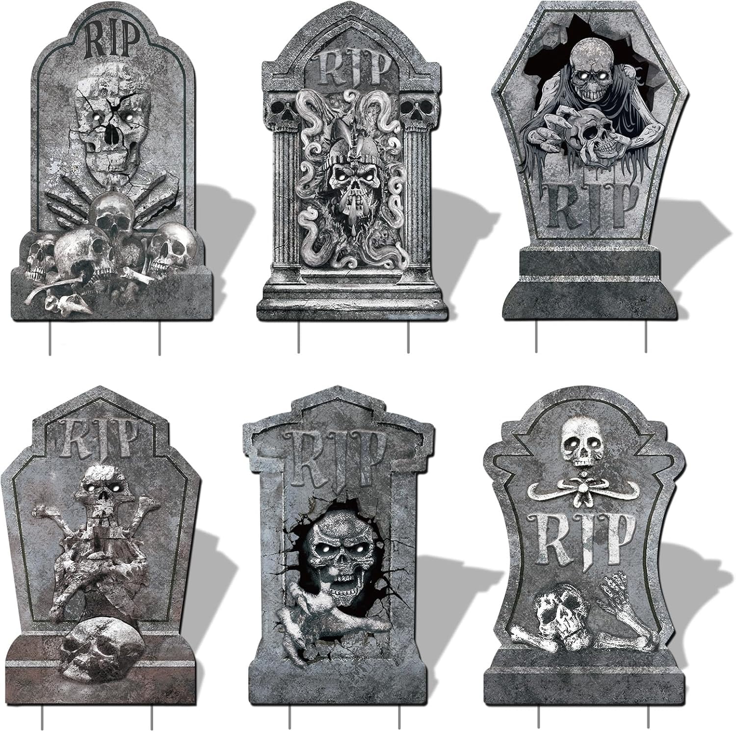 Halloween Decorations Tombstones,6Pcs Rip Halloween Gravestones With 13 ...