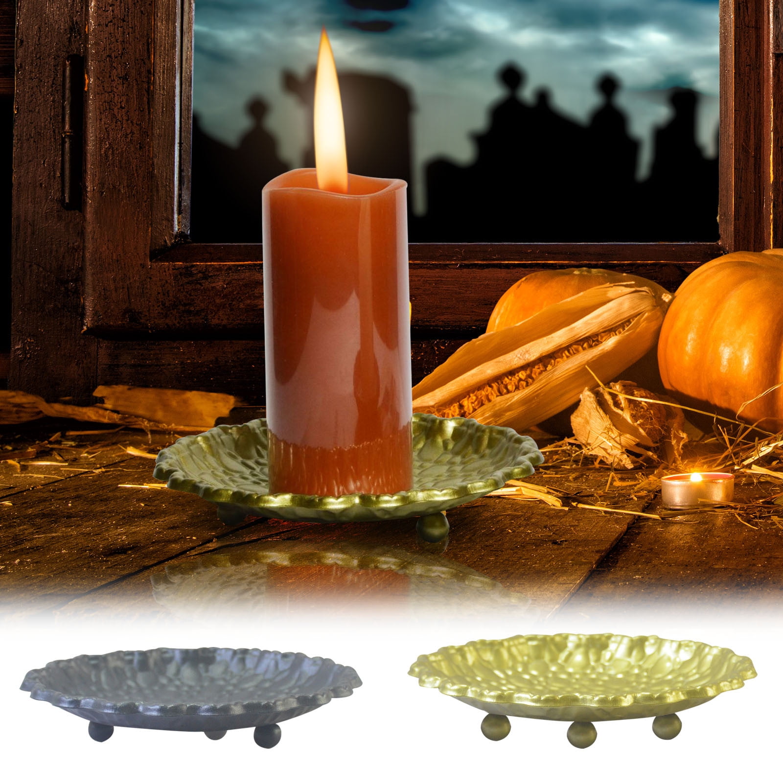 Halloween Decorations Vintage Wrought Iron Candle Tray Honeycomb Round ...