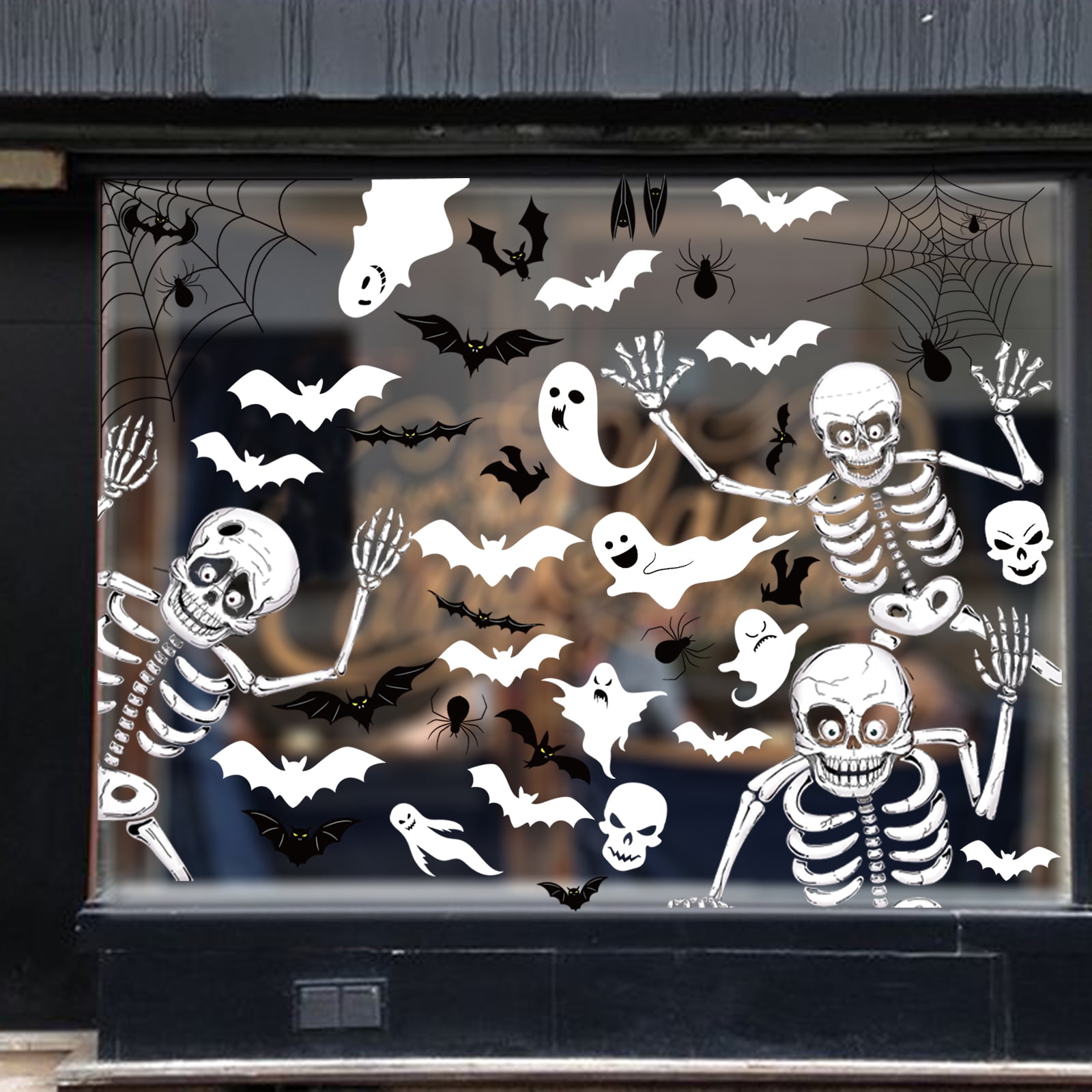 Halloween Skeleton Window Clings Decals Decorations,7 Sheets Scary ...