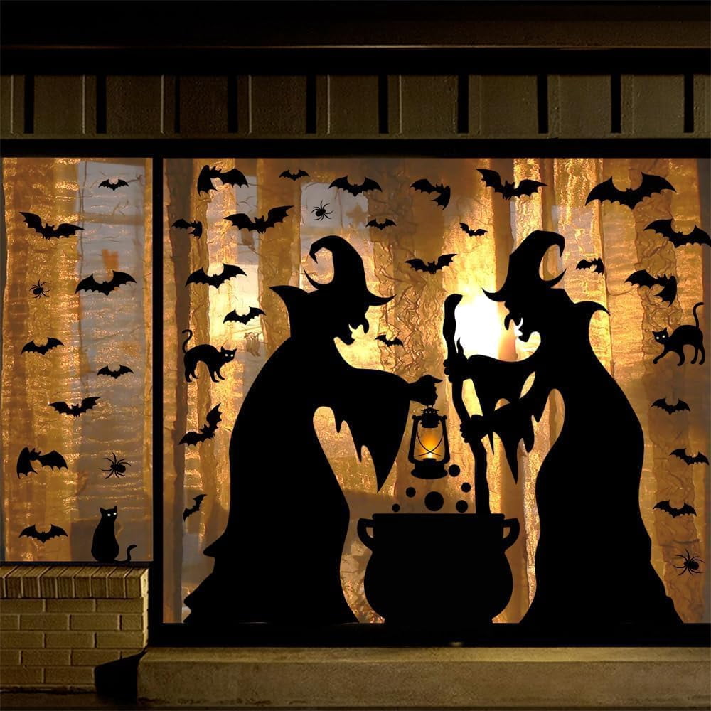 Halloween Decorations Window Clings Decor, Extra Large Witches with ...
