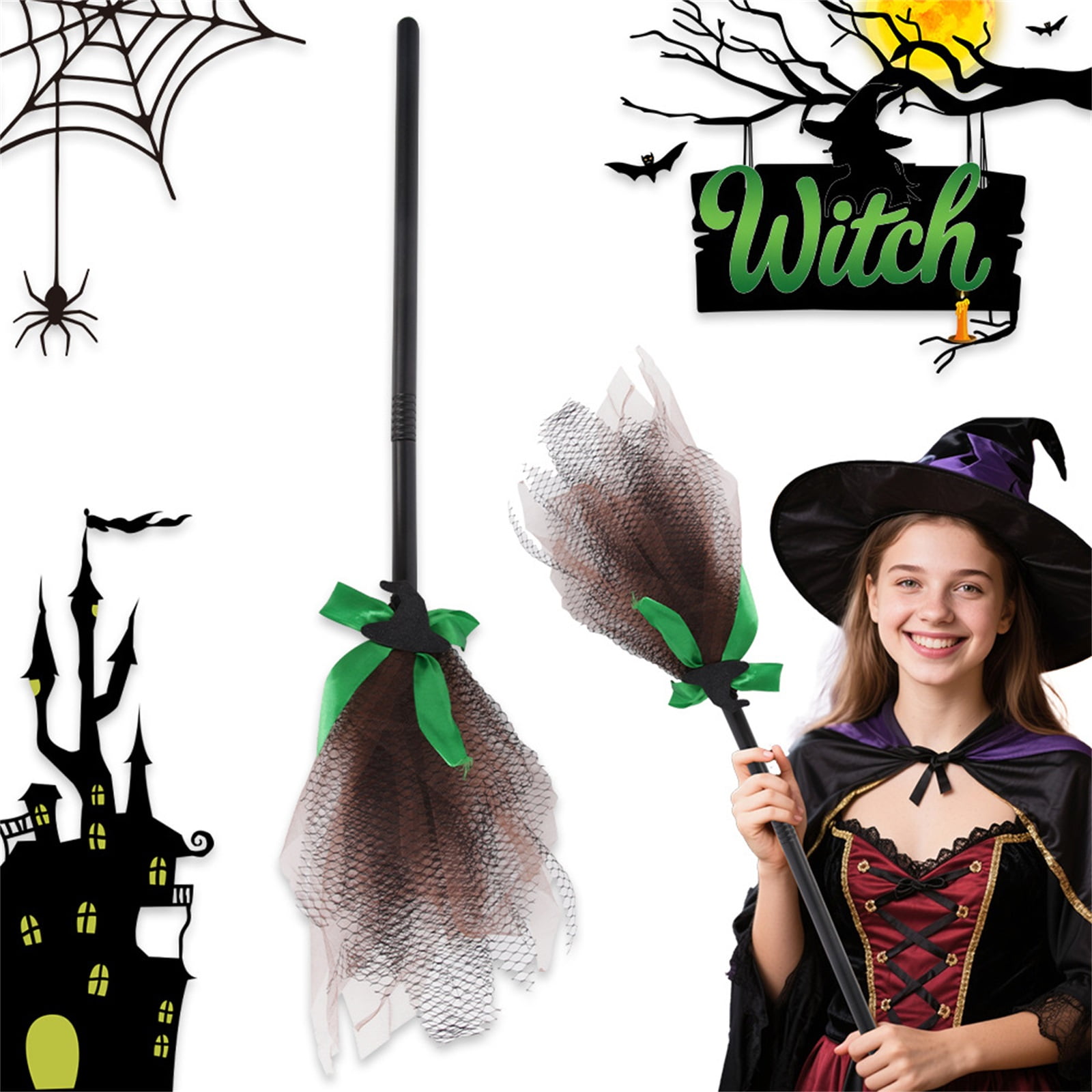 Halloween Decorations Witch Broom, Costume Accessory Prop with ...