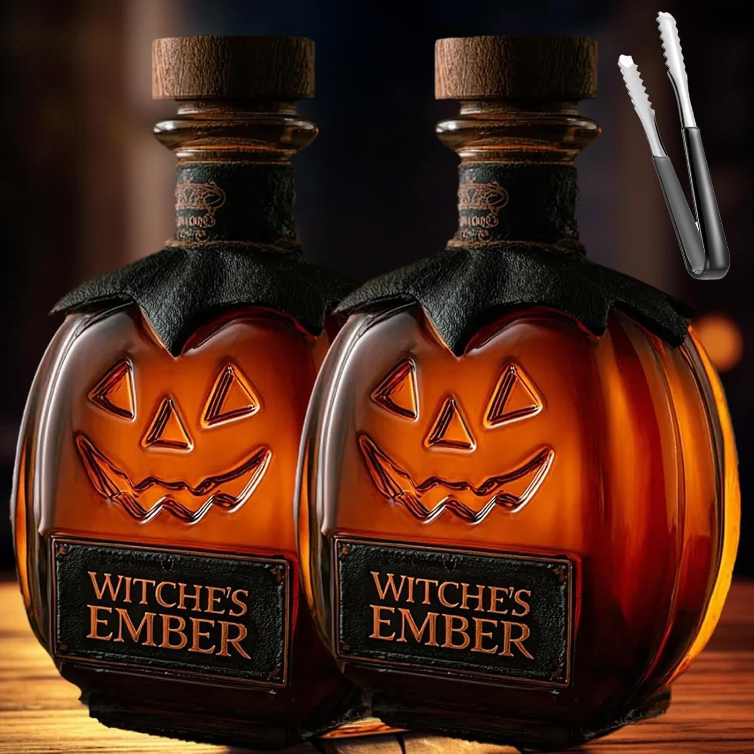 Halloween Decorations Witche's Ember Pumpkin Whiskey Bottle, 6" Limited ...