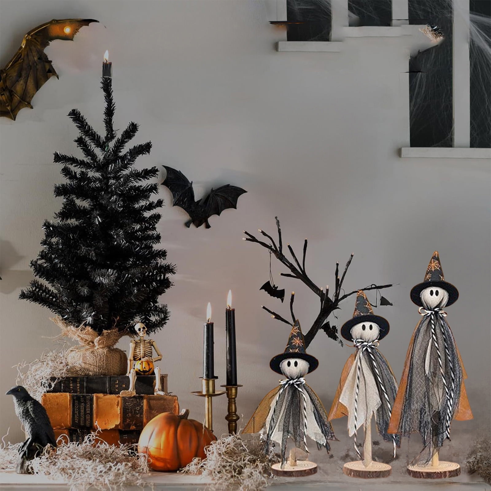 Halloween Decorations, Wooden Halloween Ornaments, Spooky Ghost ...