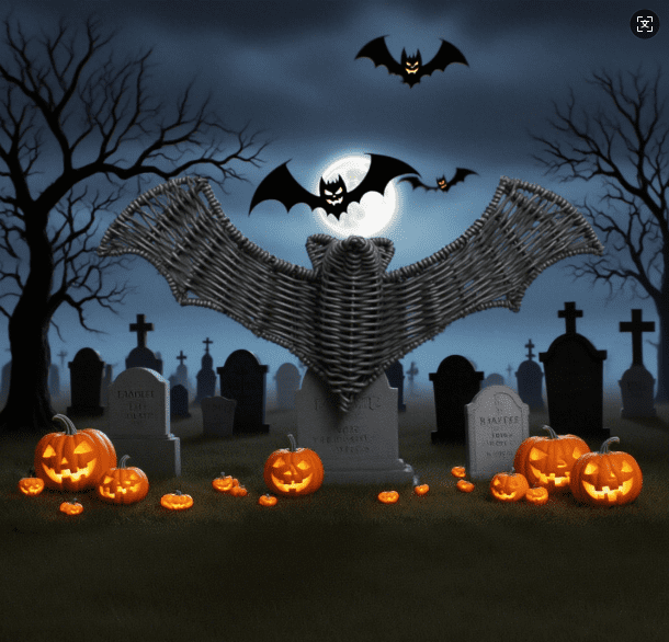 Halloween Decorations Woven Bat Decor, Rattan Bat Decor 1 Pack Black ...