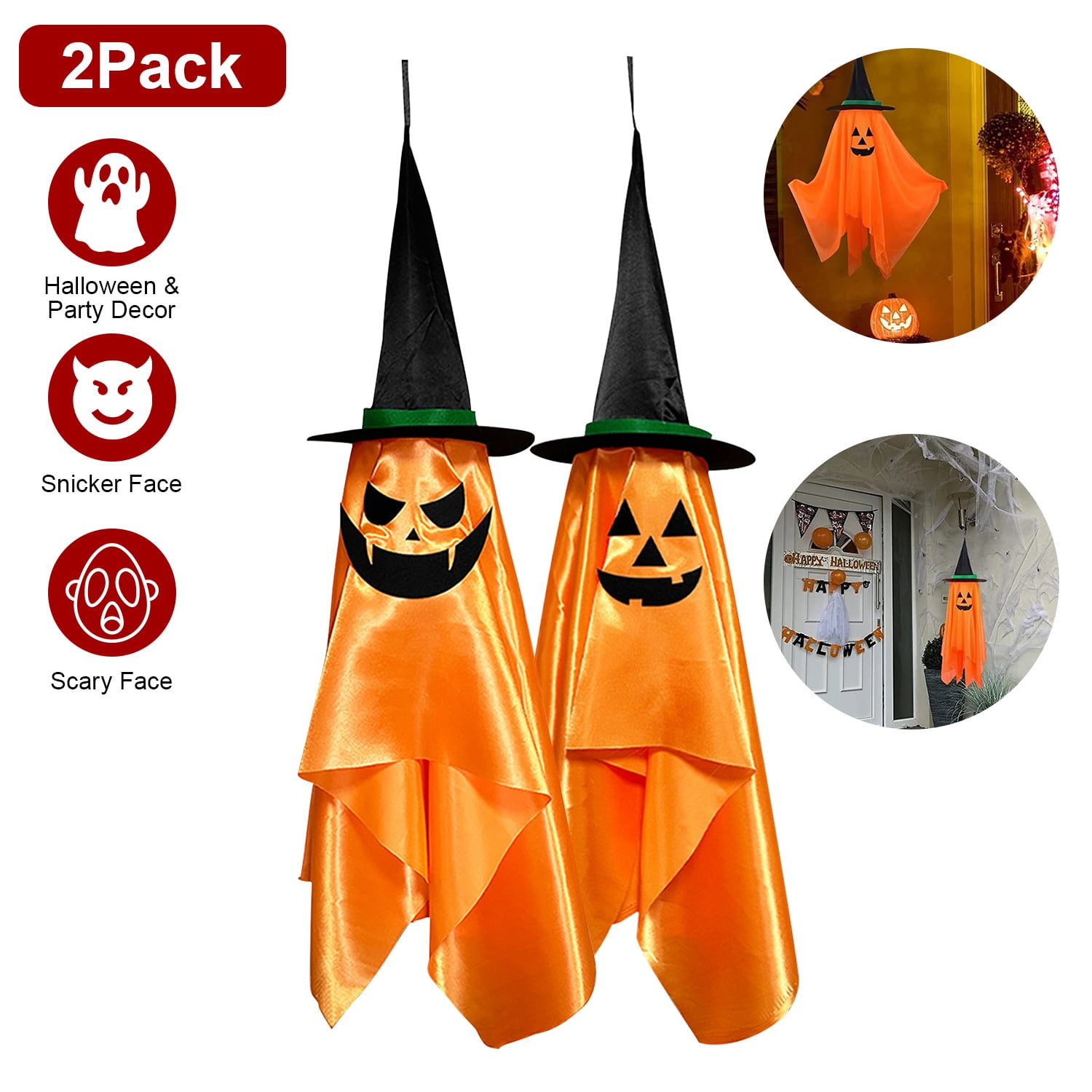 Halloween Decorations Teqhome 2 Pack 56.3" Hanging Ghosts with Wizard ...