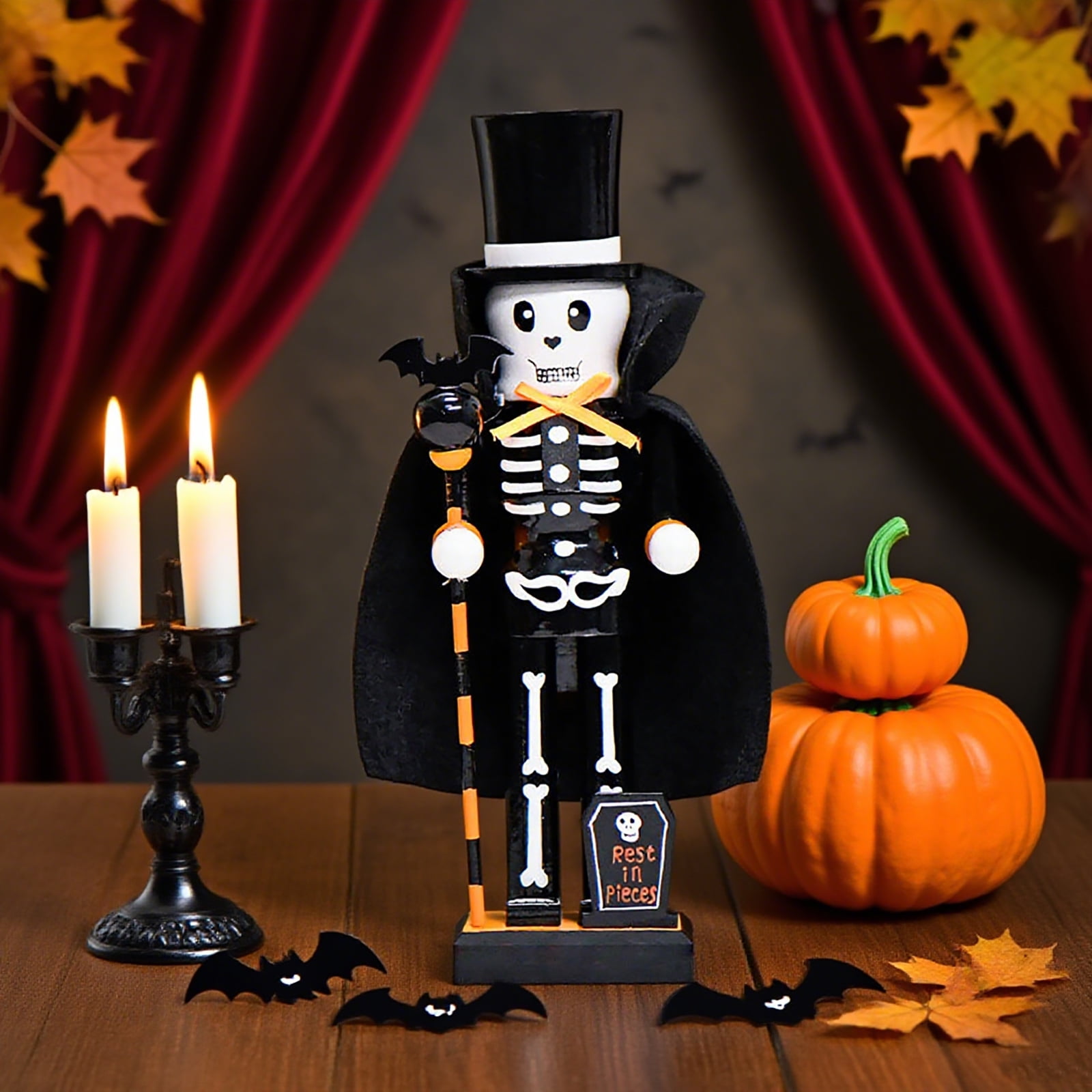 Halloween Decorative Nutcrackers, Skeleton, Pumpkin Handmade Wooden ...