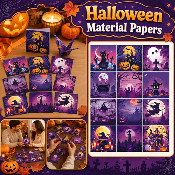 Halloween Decorative Scrapbook Paper, Purple Spooky Pattern Craft Paper ...