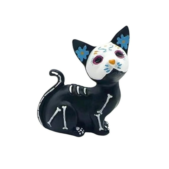 Dawwoti Halloween Decorative Statue, Day of The Dead Dog Figurine Resin ...