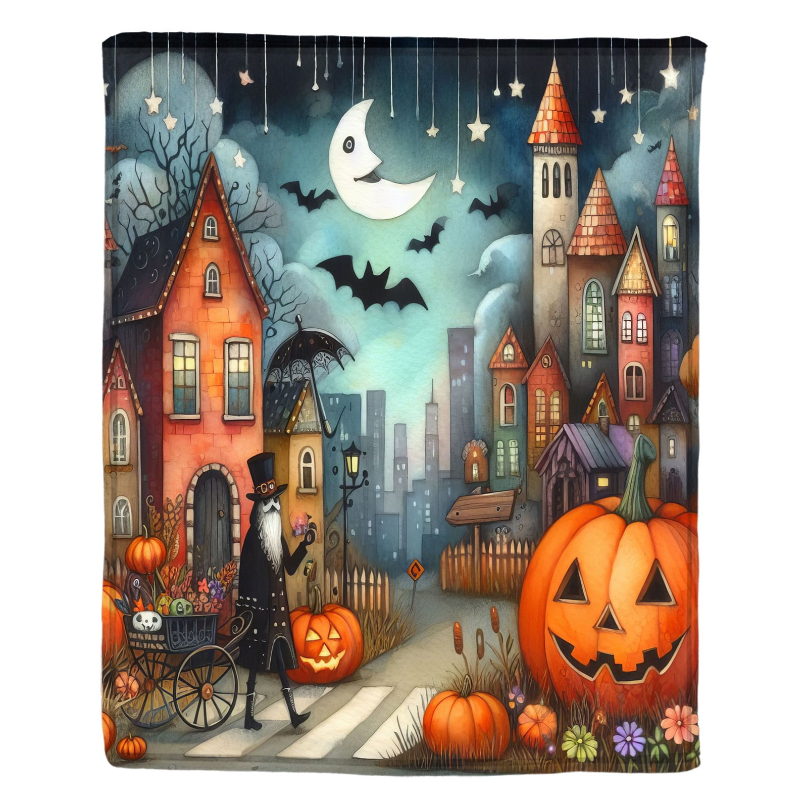 Halloween Decorative Throw Blanket, Soft Cozy Pumpkin Witch Moon Bat ...