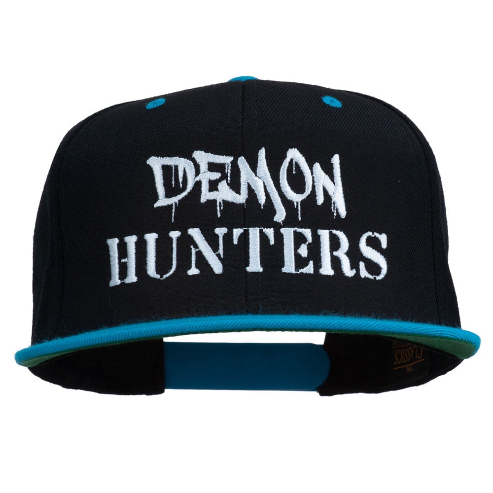 Halloween Demon Hunters Embroidered Snapback Cap - Black Teal OSFM ...