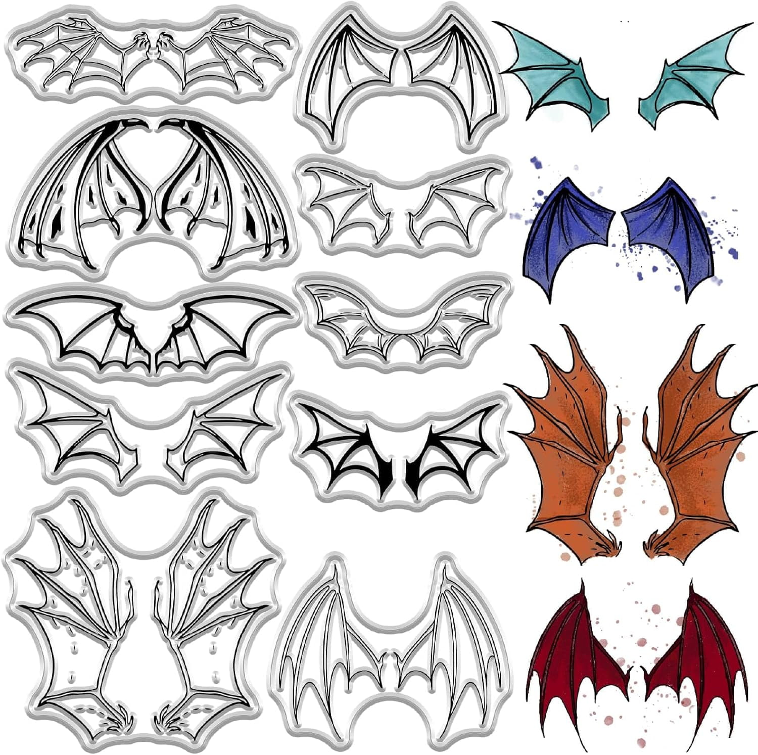 Halloween Demons Wing Clear Rubber Stamps Evil Devil Bat Wings Vintage ...