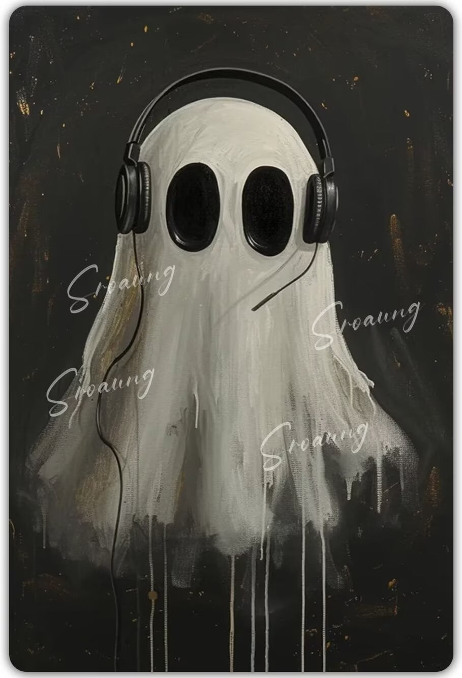 Halloween Diamond Painting Kits for Adults-Cute Ghost Listening Music ...