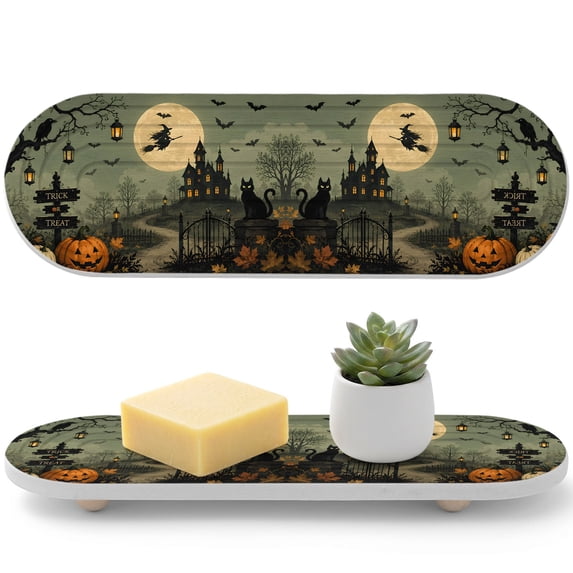 Halloween Diatomaceous Earth Coasters, Mystical Full Moon Witch ...
