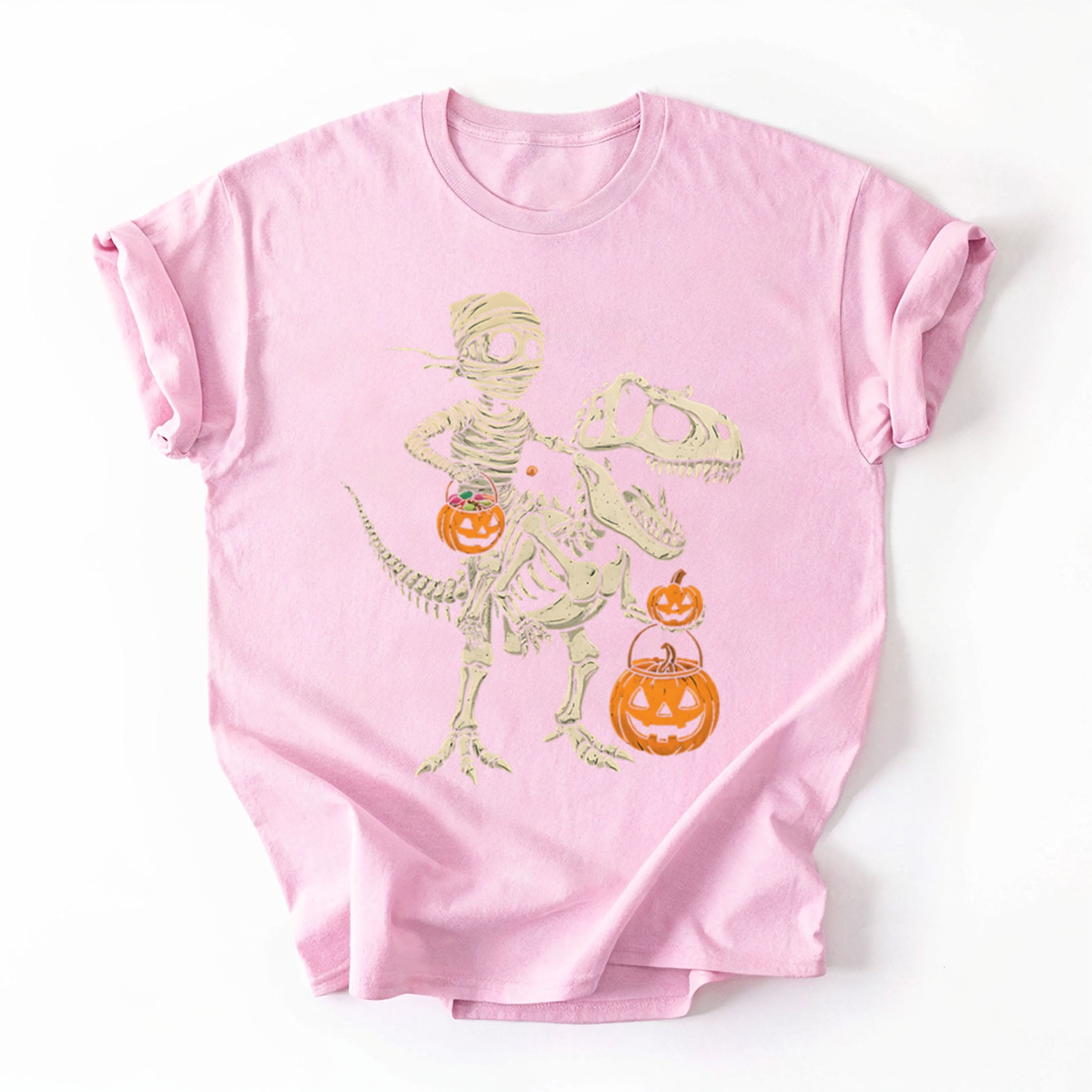 Halloween Dinosaur Shirt, Skeleton Riding Mummy T-Rex Tee, Spooky ...