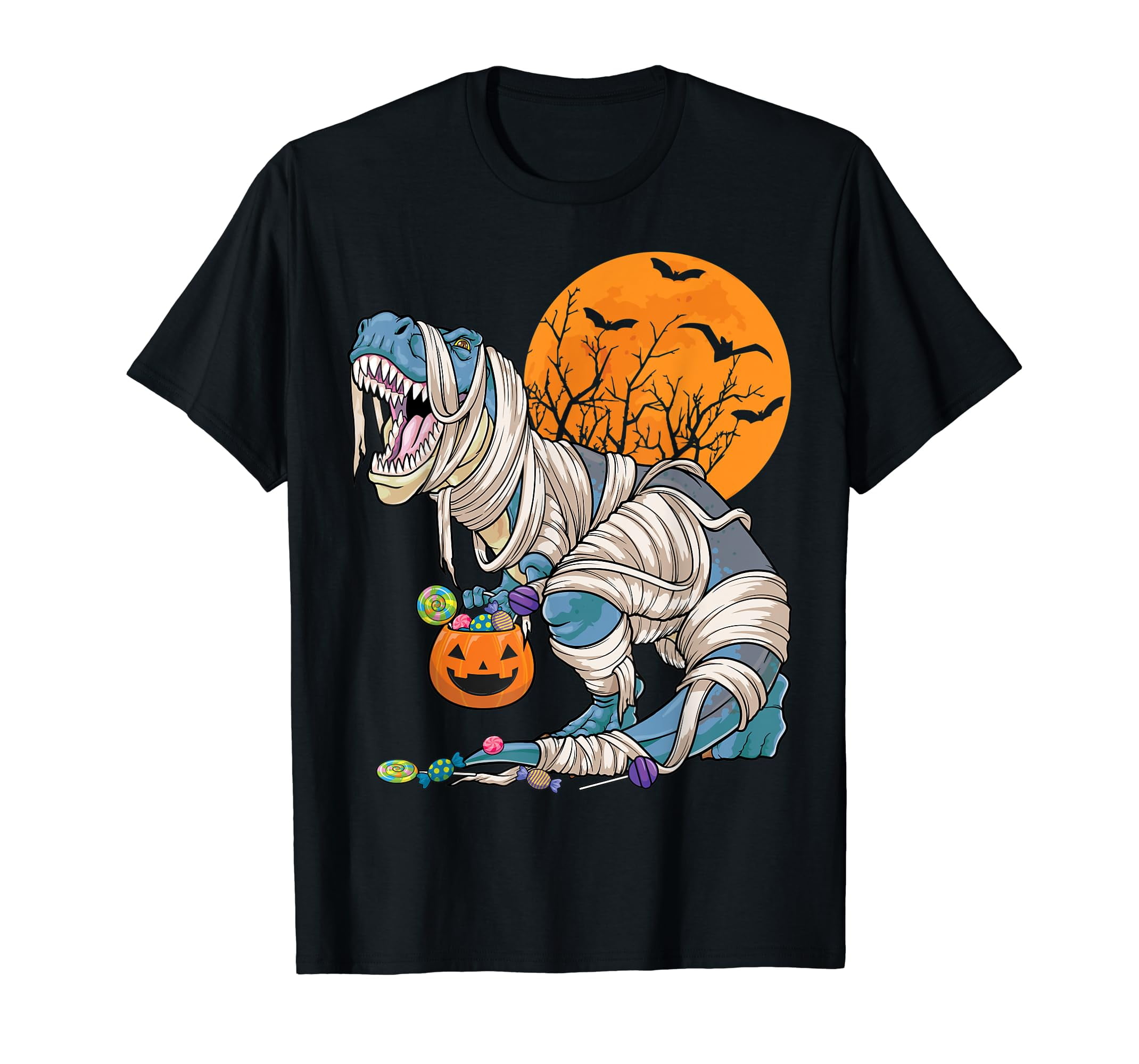 Halloween Dinosaur T Rex Mummy Pumpkin Candy Mens T-Shirt - Walmart.com
