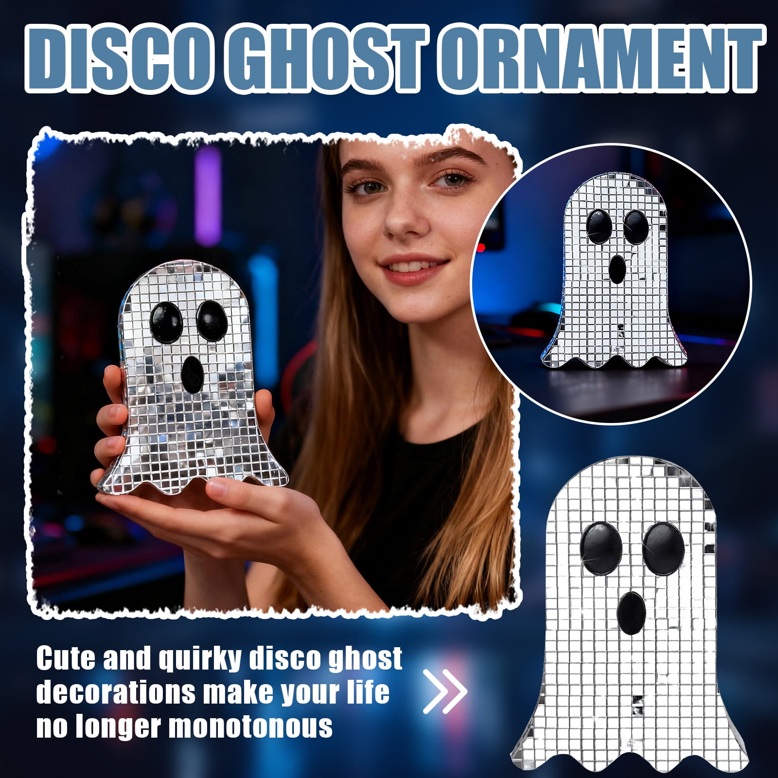 Halloween Disco Ghost Decor 6 Inch Ghost Disco Ball Table Decoration ...