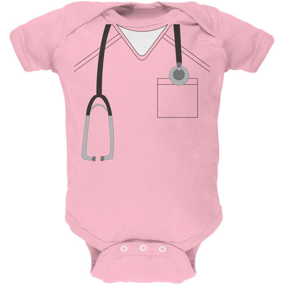 Halloween Doctor Scrubs Costume Light Pink Soft Baby One Piece - 0-3 ...