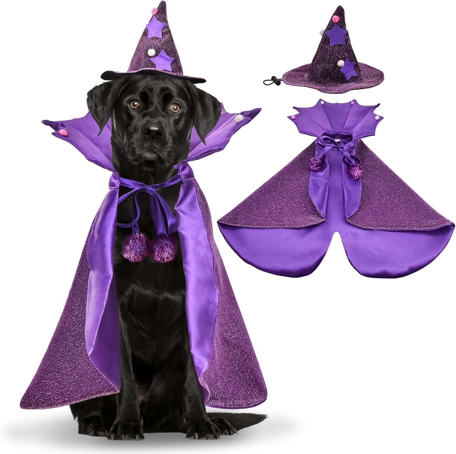 Halloween Dog Costume Dog Witch Cape Witch Hat Set Pet Wizard Cloak ...