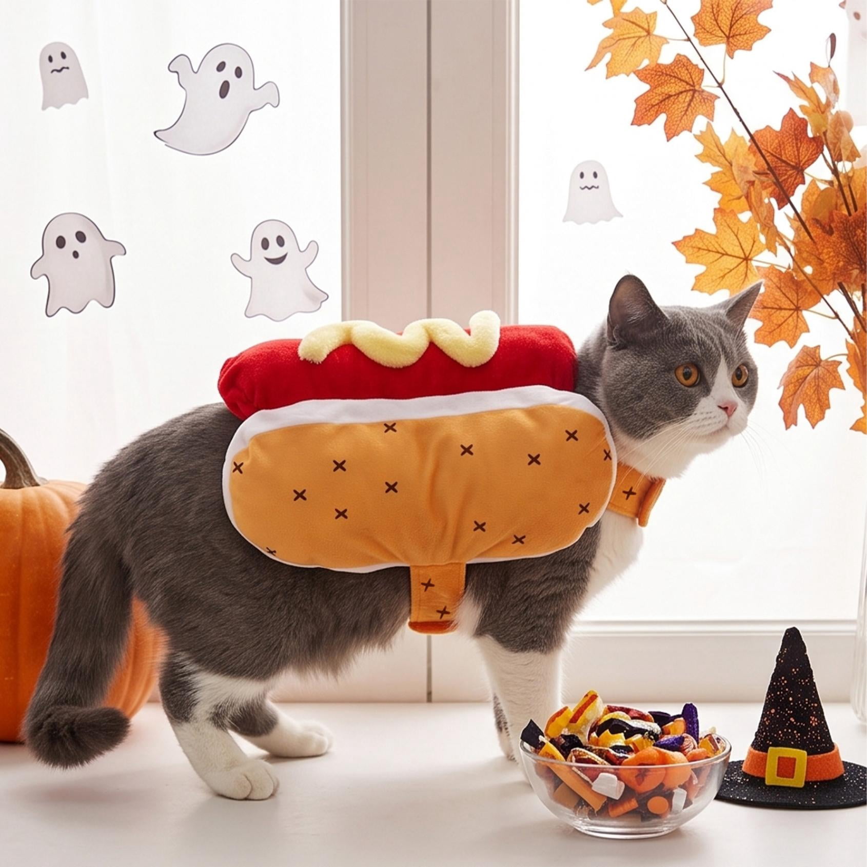 Halloween Dog Costumes, Fun Food Dogs Hot Dog Cosplay, Halloween ...