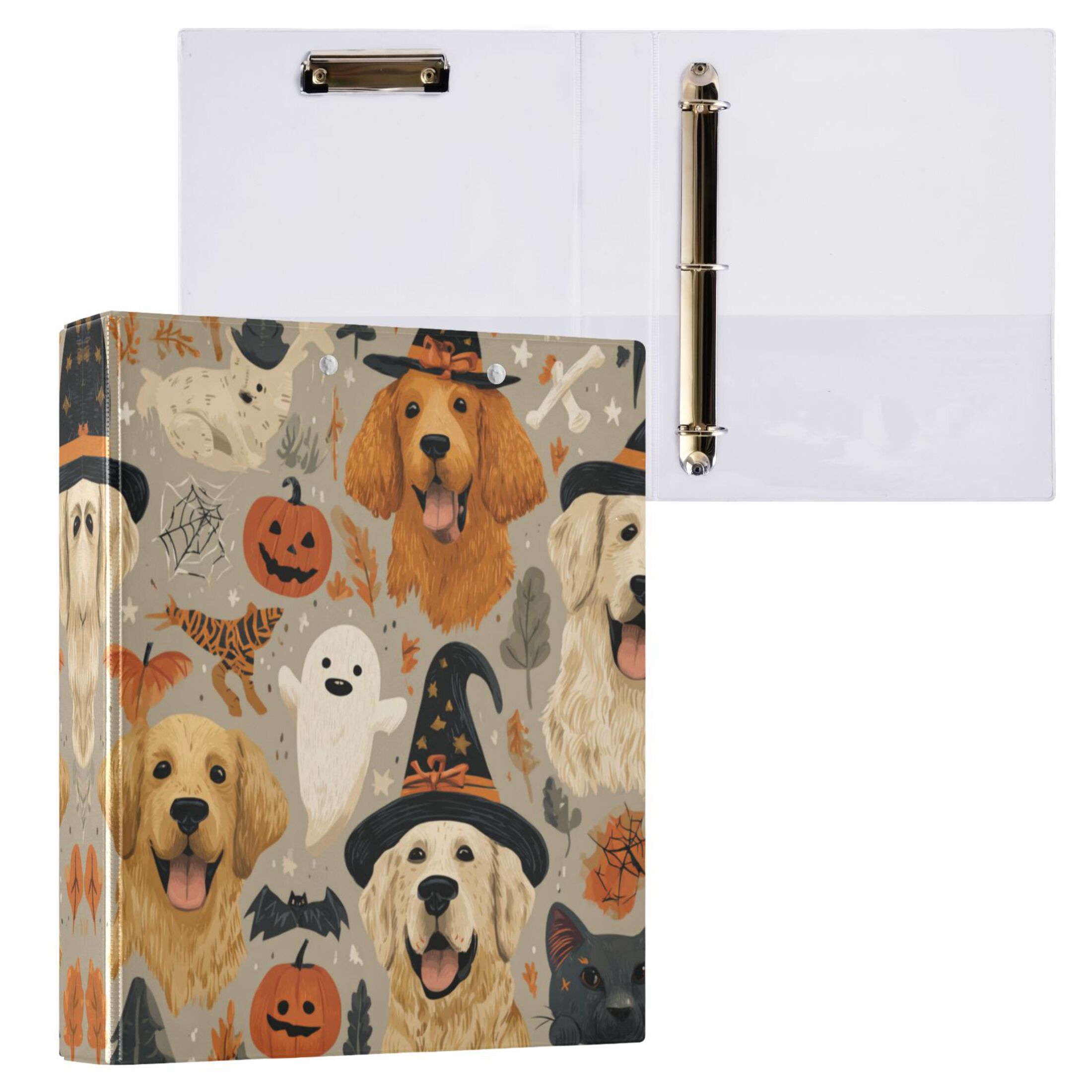 Halloween Dog Pattern 3 Ring Hardcover Binders 1.5in Round Rings for ...