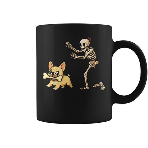 Halloween Dog Skeleton Chasing French Bulldog Coffee Mugs - Walmart.com