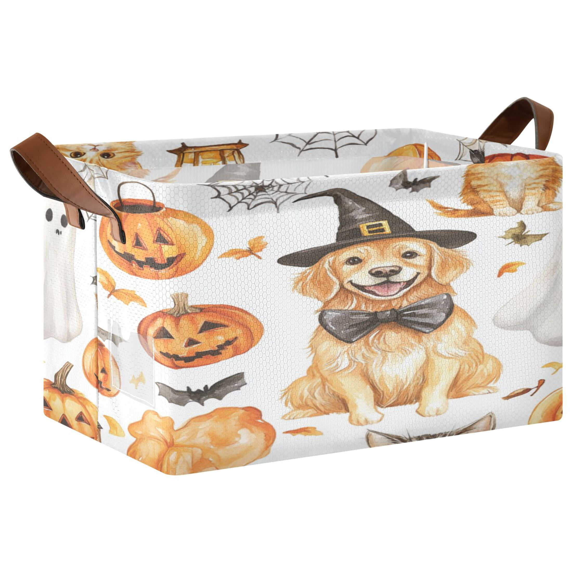 Halloween Dog Storage Basket Soccer Plaid Fabric Hoard Box Oversized ...