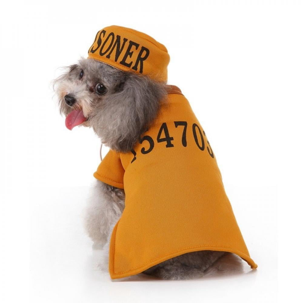 Halloween Dogs Clothes Set with Hat Striped Prison Uniform with Numbers ...
