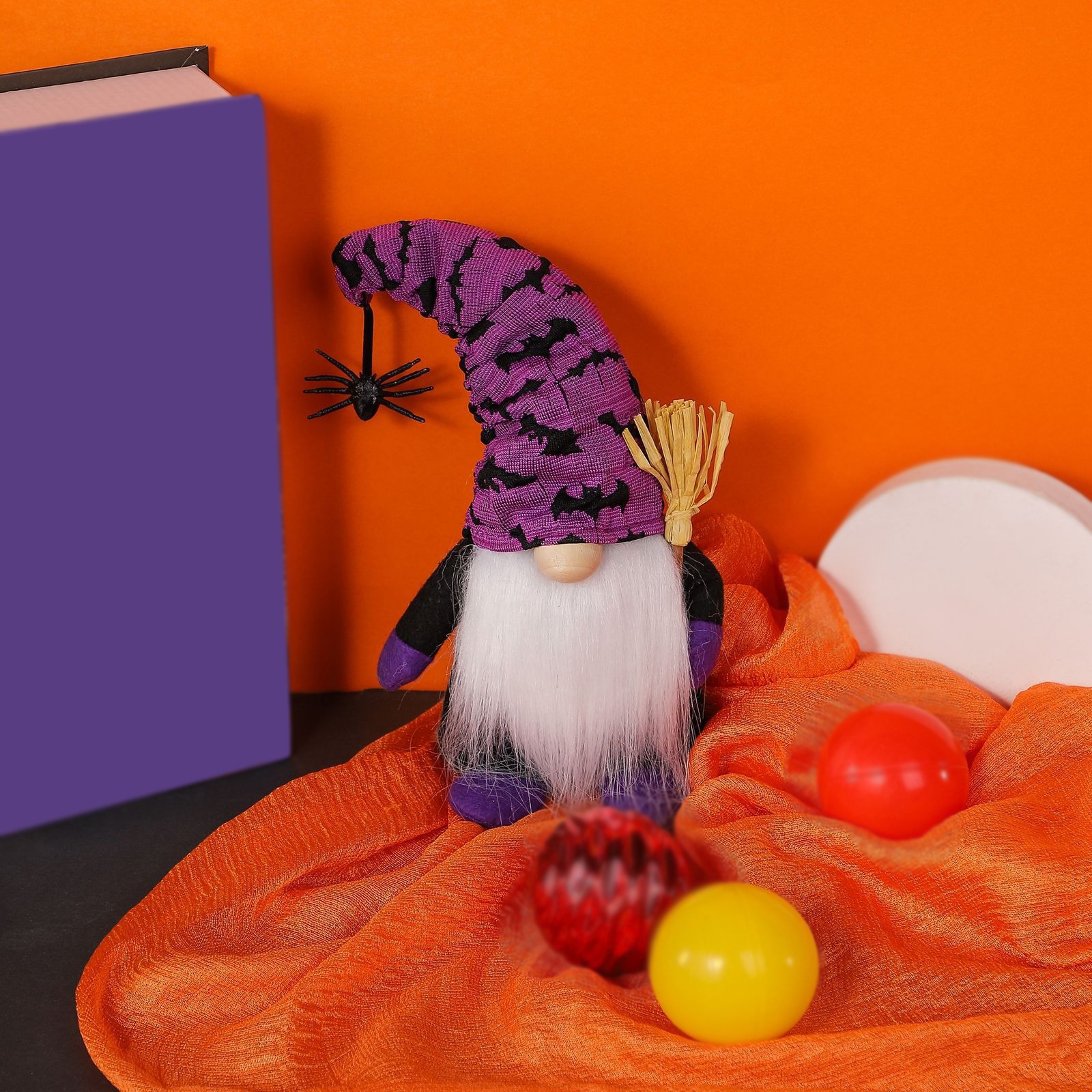 Halloween Doll Faceless Plush Dwarf Doll, Broom Standing Posture ...