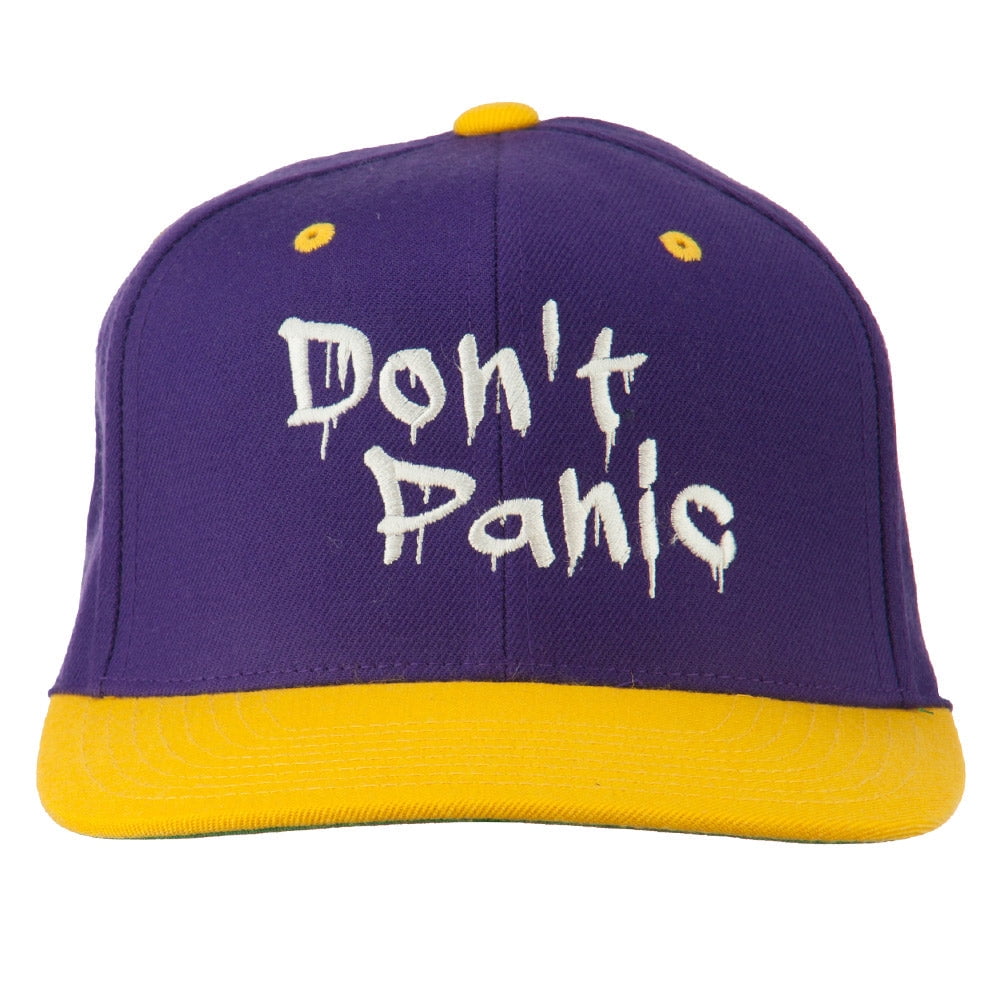 Halloween Don't Panic Embroidered Snapback Cap - Purple Gold OSFM ...