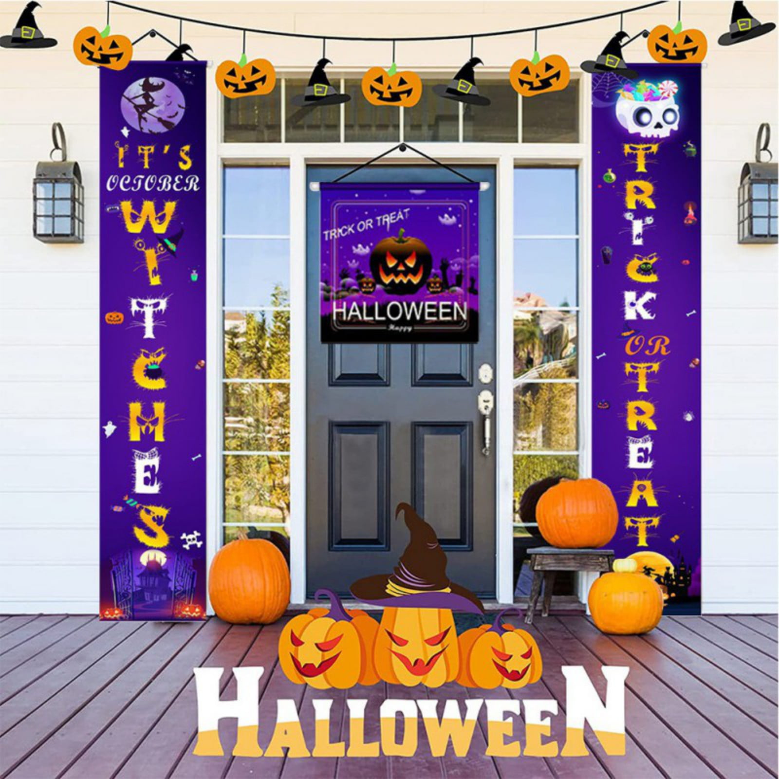Halloween Door Banners Decorations ,Print Trick or Treat & It's October ...