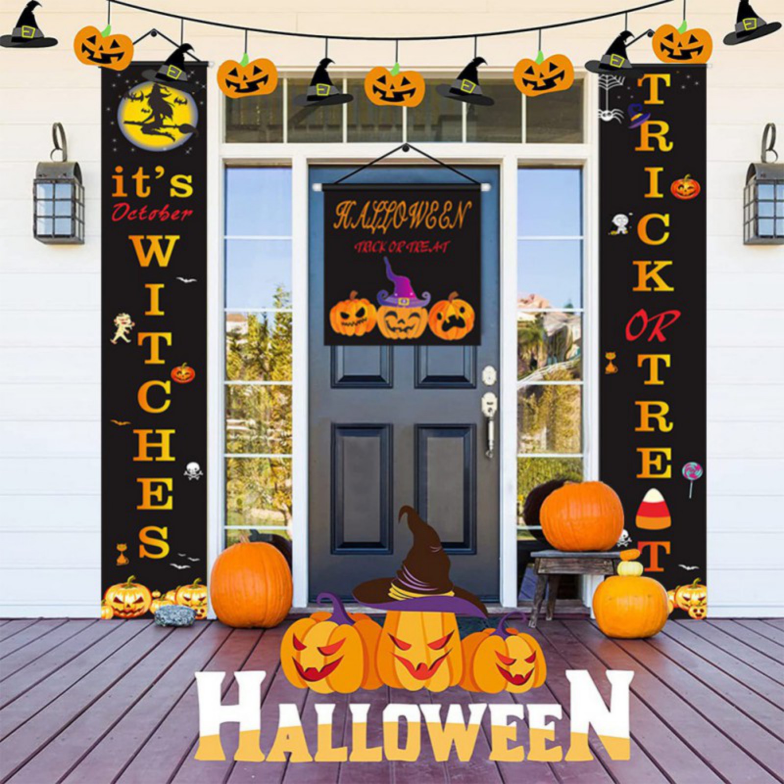 Halloween Door Banners Decorations ,Print Trick or Treat & It's October ...
