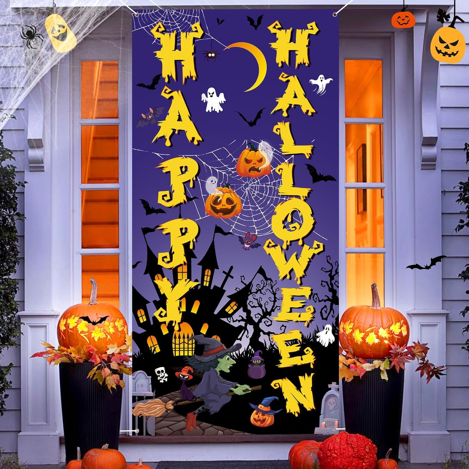 Halloween Door Cover Banner Happy Halloween Door Decorations Large ...