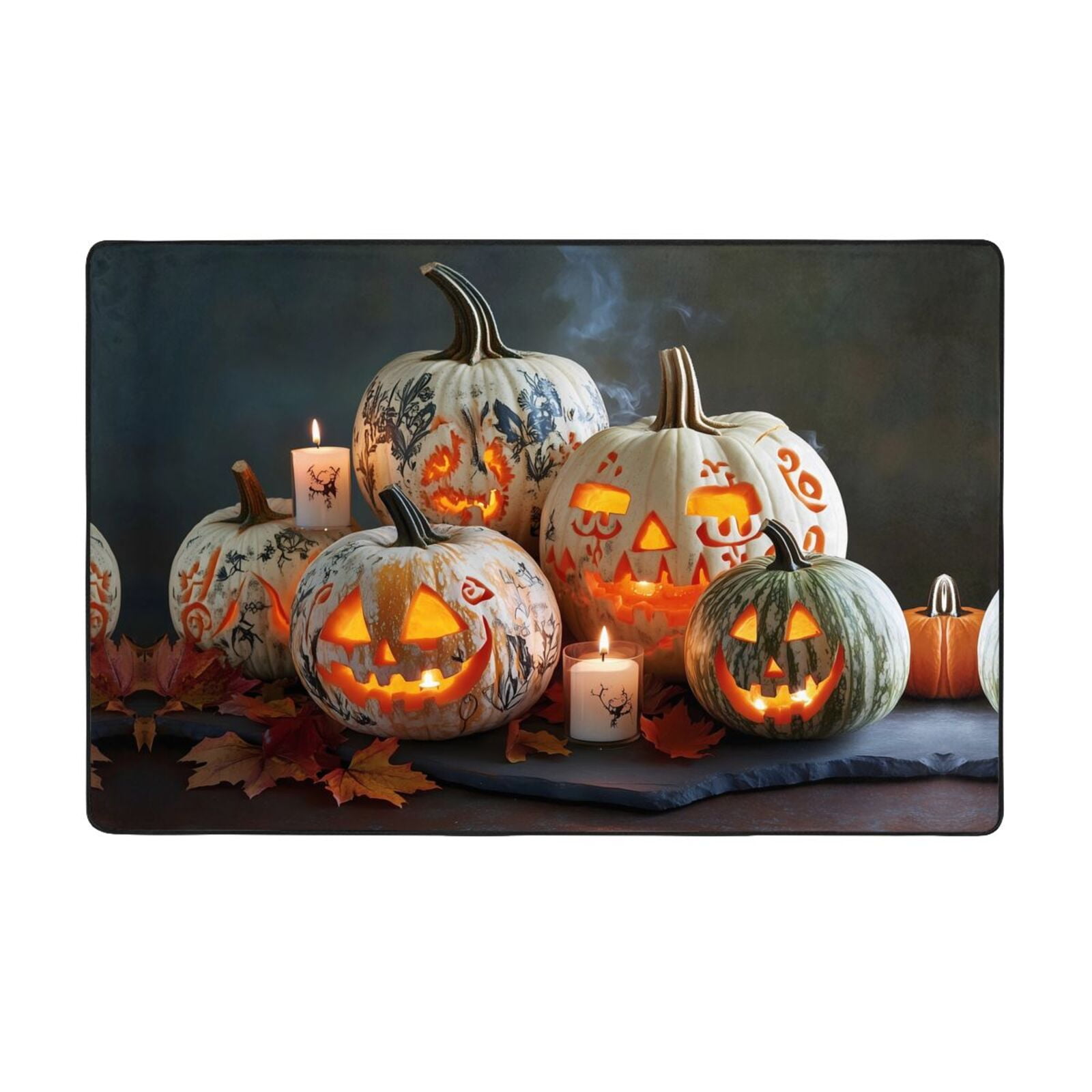 Halloween Door Mat, Halloween Carved Pumpkin Art B Indoor Door Mat ...