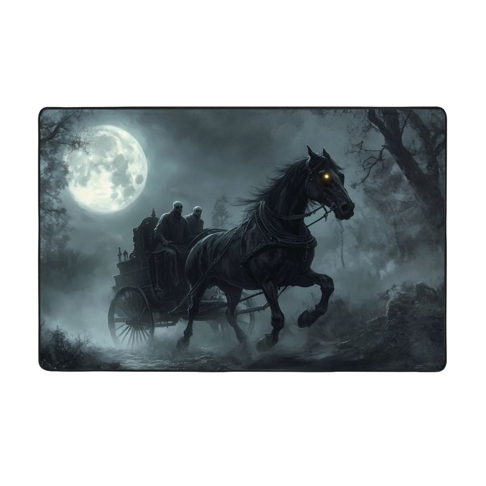 Halloween Door Mat, Halloween Forest Skeleton Carriage A Indoor Door ...