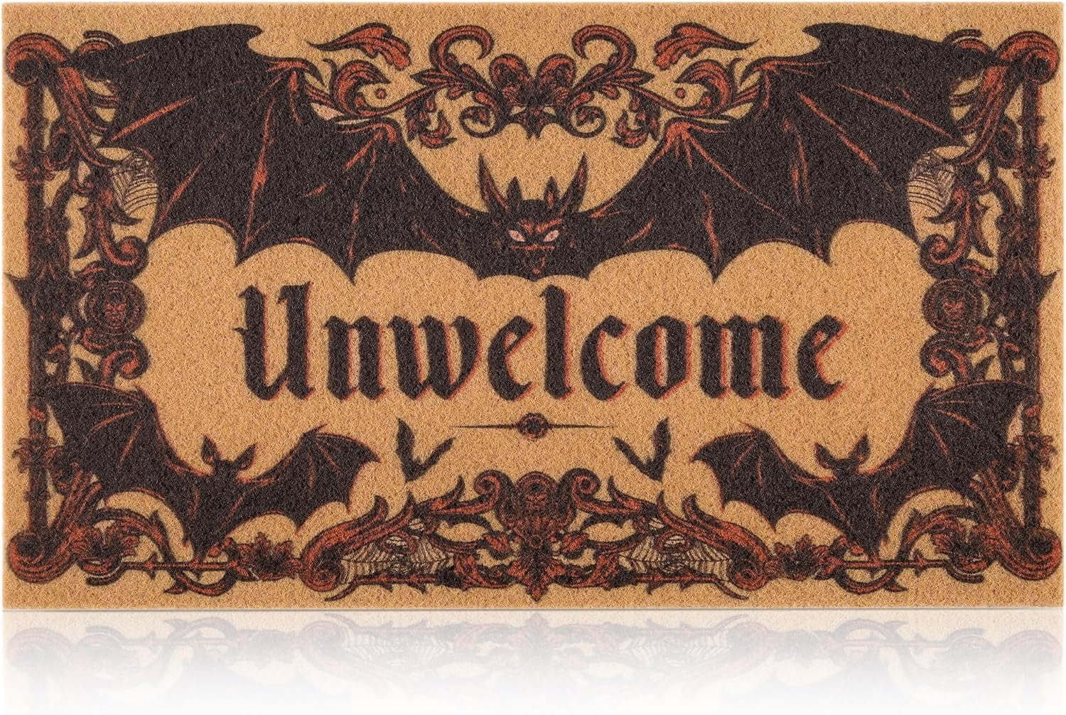 Halloween Door Mat for Front Door, Spooky Halloween Doormat with Bat ...