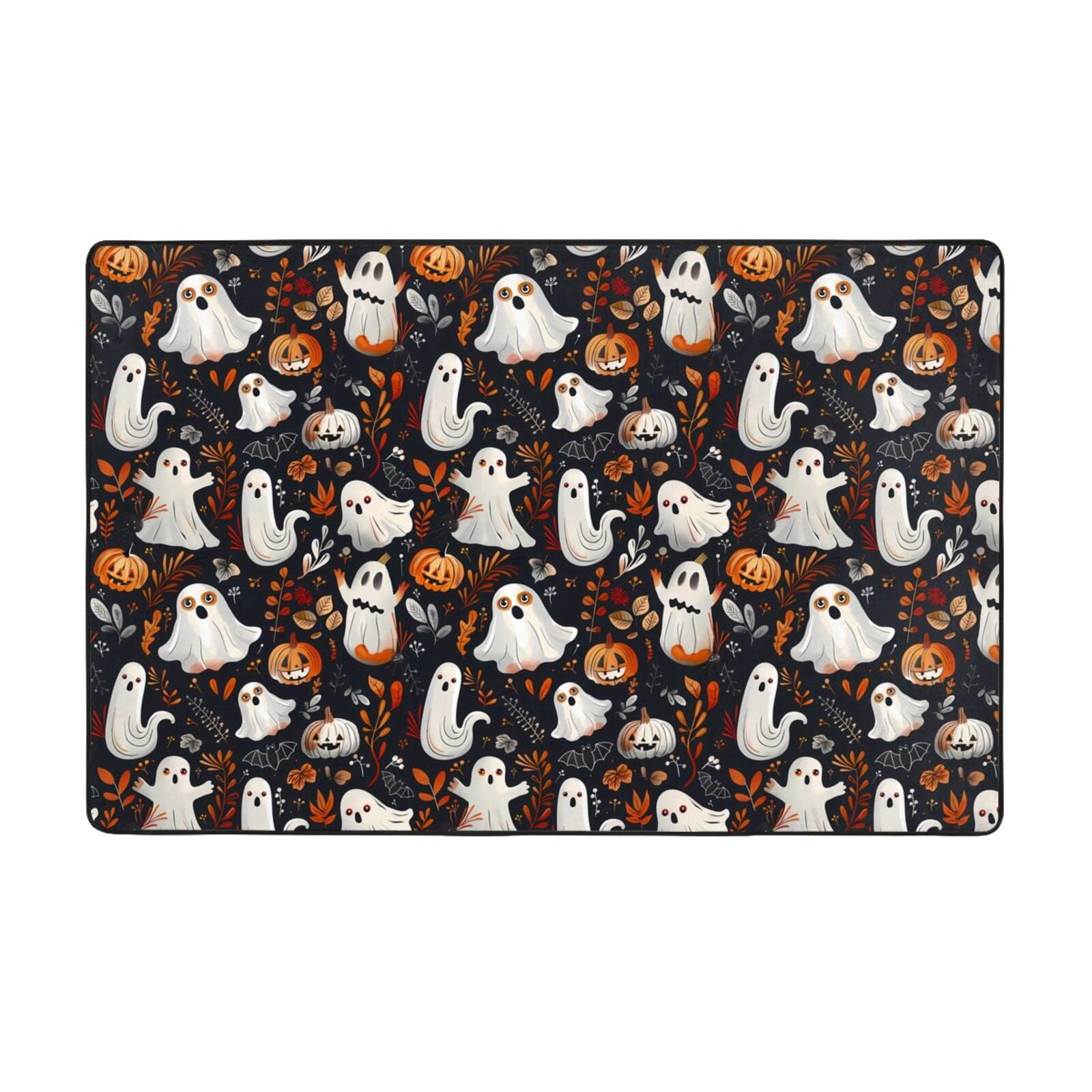 Halloween Door Mat, Halloween Ghost and Pumpkin A Indoor Door Mat ...