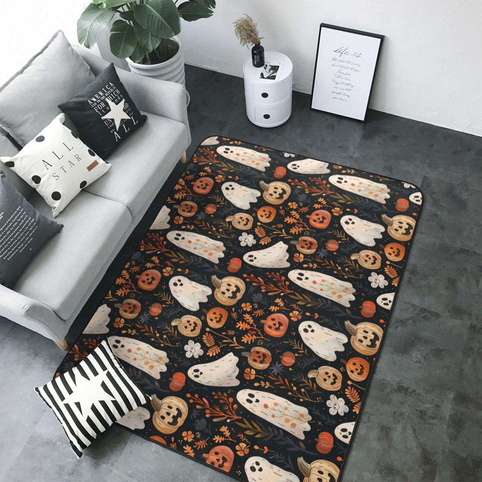 Halloween Door Mat, Halloween Ghost Pumpkin Pattern Indoor Door Mat ...