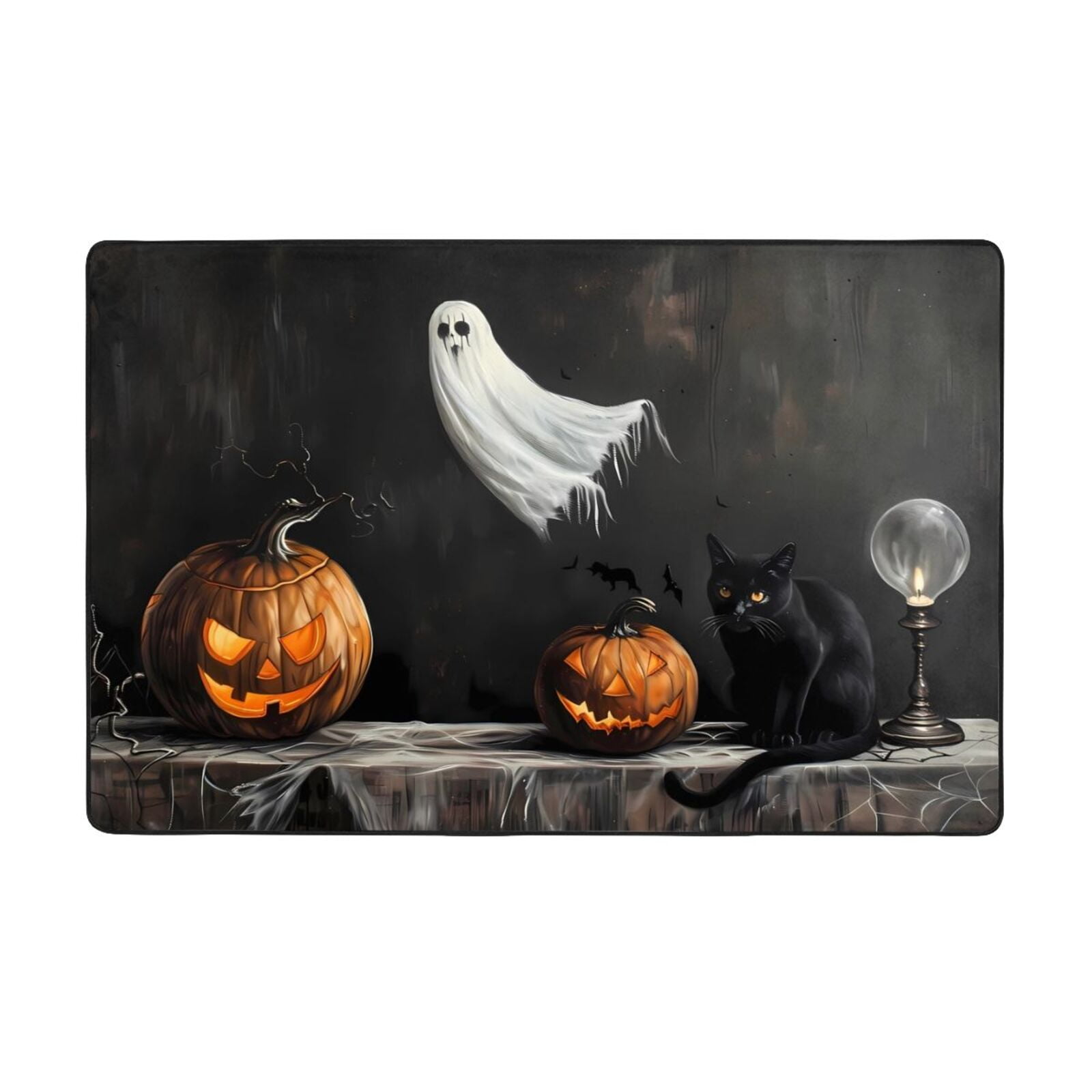 Halloween Door Mat, Halloween Ghosts and Black Cat Indoor Door Mat ...