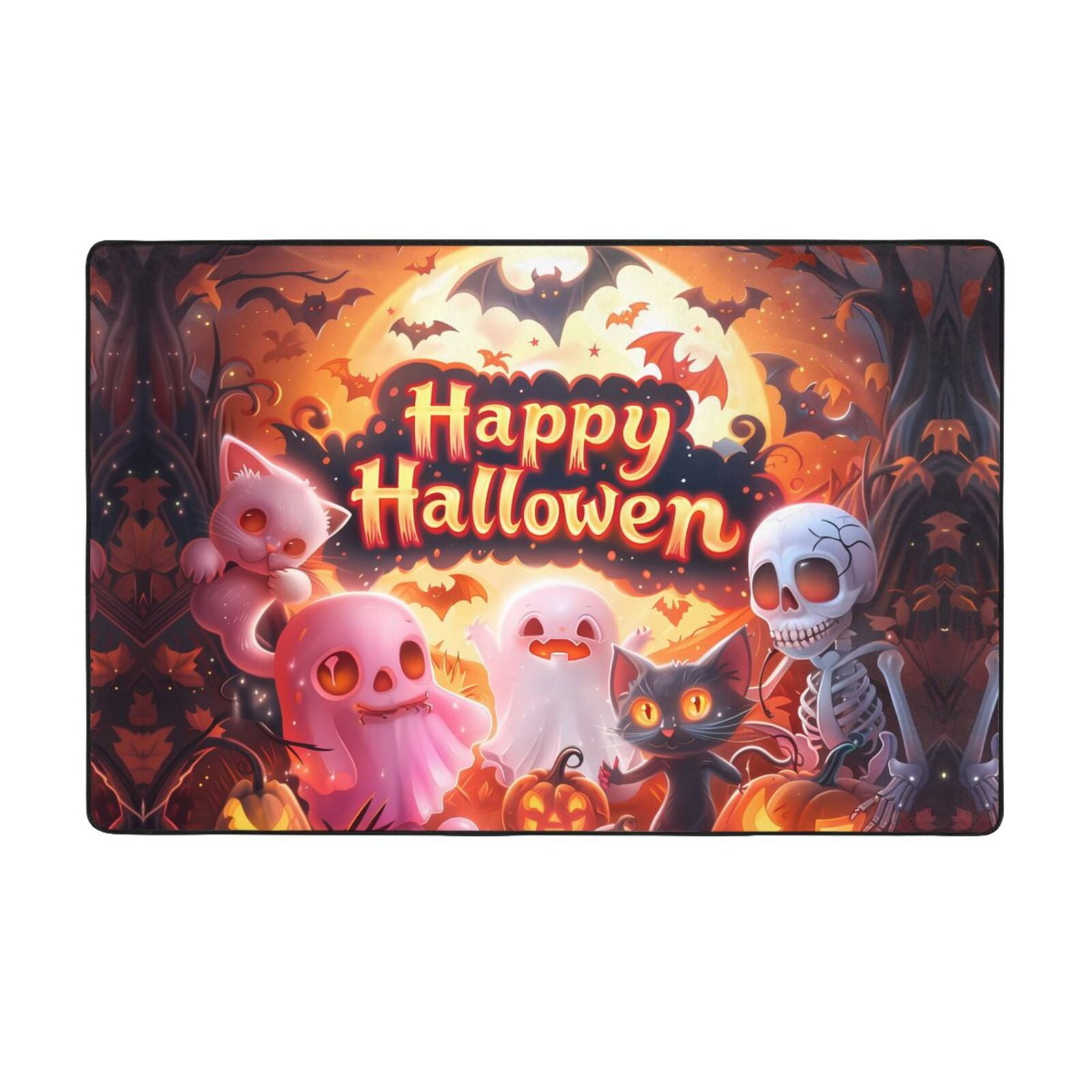Halloween Door Mat, Halloween Happy Cute Ghost Skeleton Indoor Door Mat ...