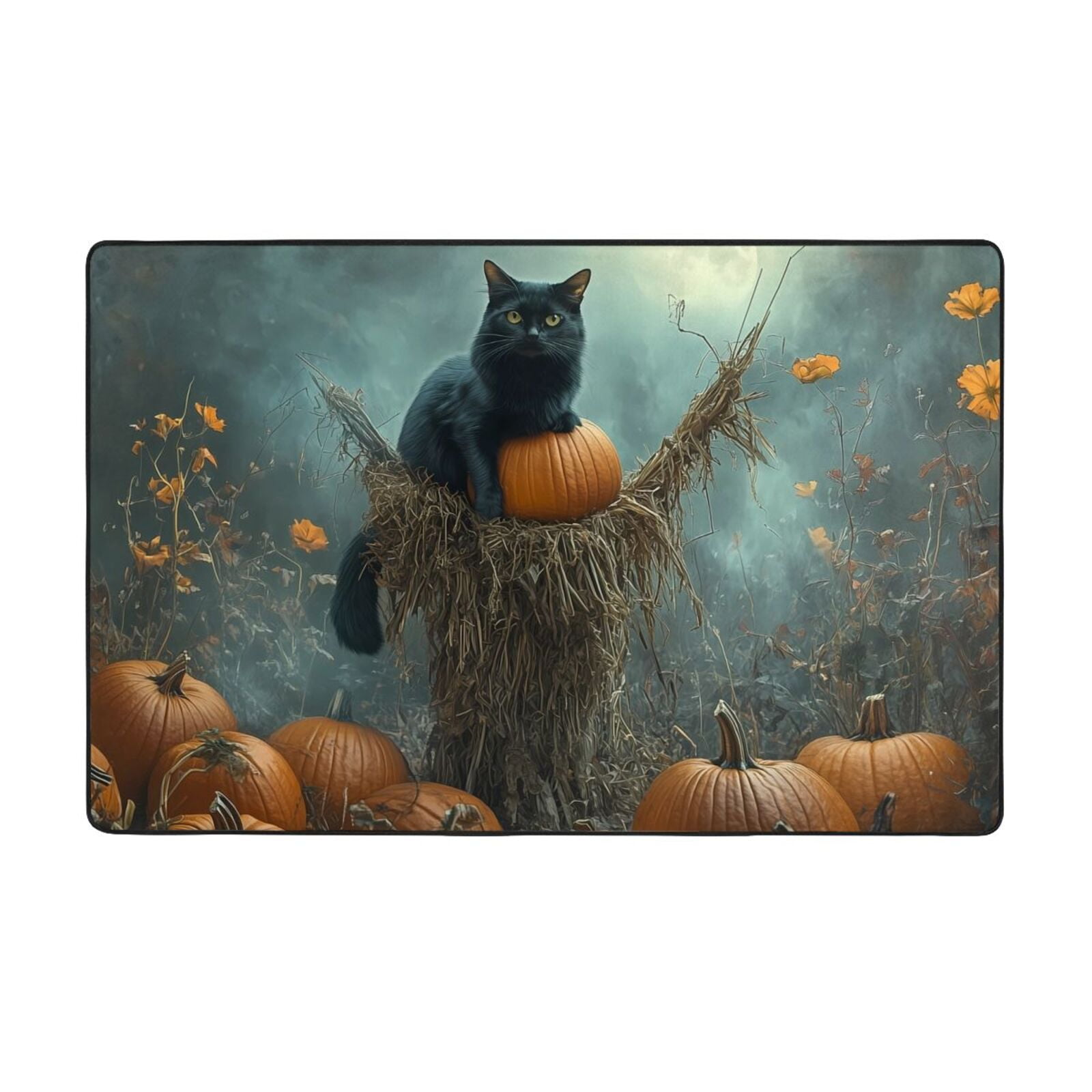 Halloween Door Mat, Halloween Pumpkin Black Cat B Indoor Door Mat ...