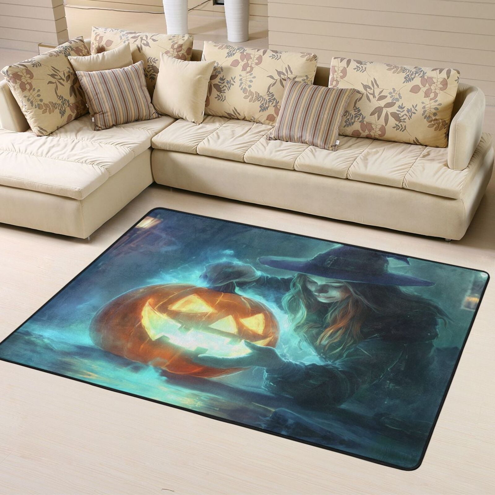 Halloween Door Mat, Halloween Witch Mysterious Pumpkin A Indoor Door ...