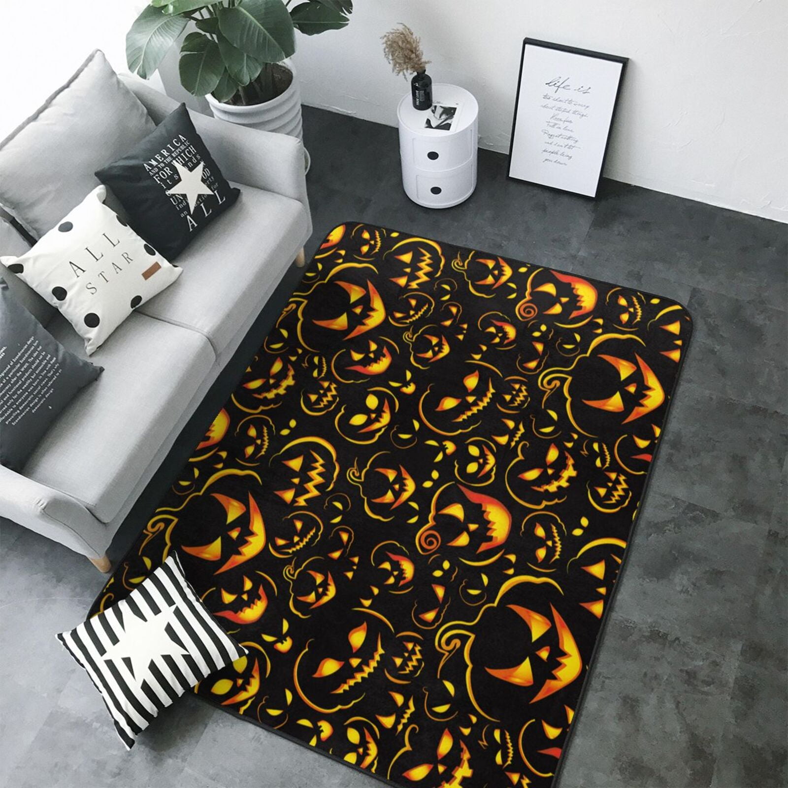 Halloween Door Mat, halloween pumpkins background Indoor Door Mat ...